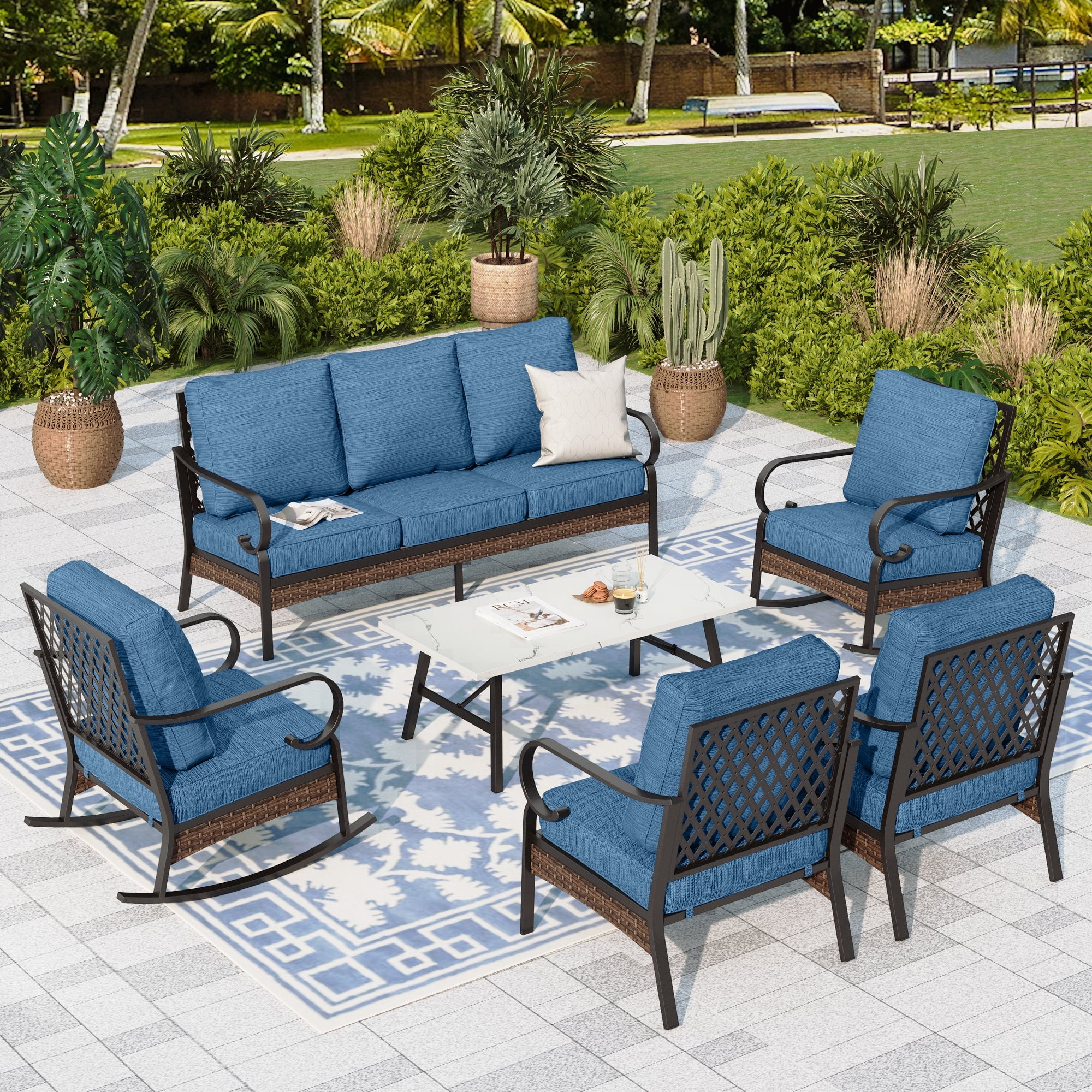 Sophia & William 7 Seat Patio Conversation Set,Outdoor Furniture Set ...