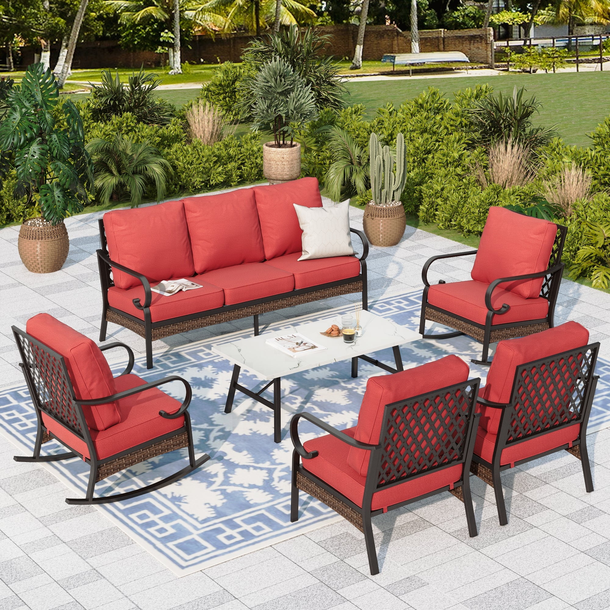 Sophia & William 7 Seat Patio Conversation Set,Outdoor Metal Furniture ...