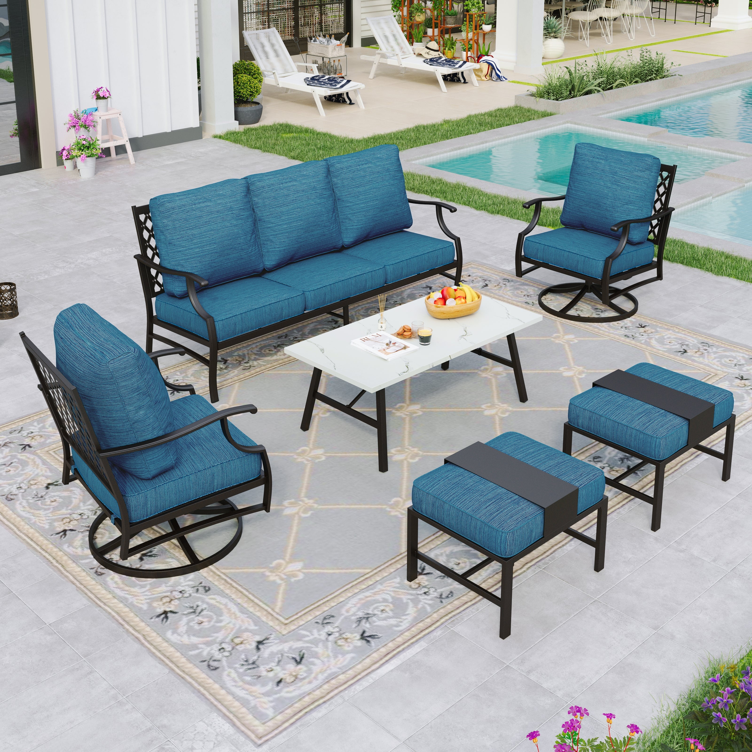 Sophia&William 7 Seat Patio Conversation Set Outdoor Sofa Furniture Set ...