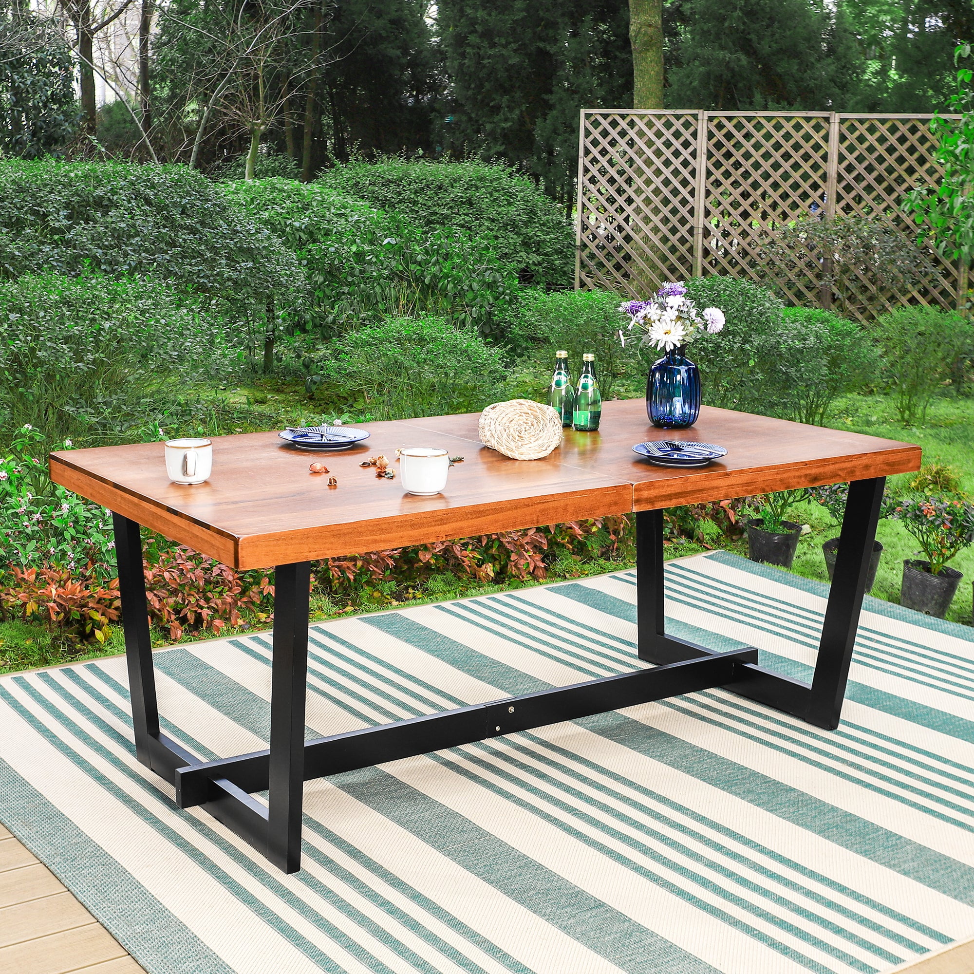 Sophia & William 70”Outdoor Poplar Wood Rectangular Dining Table ...