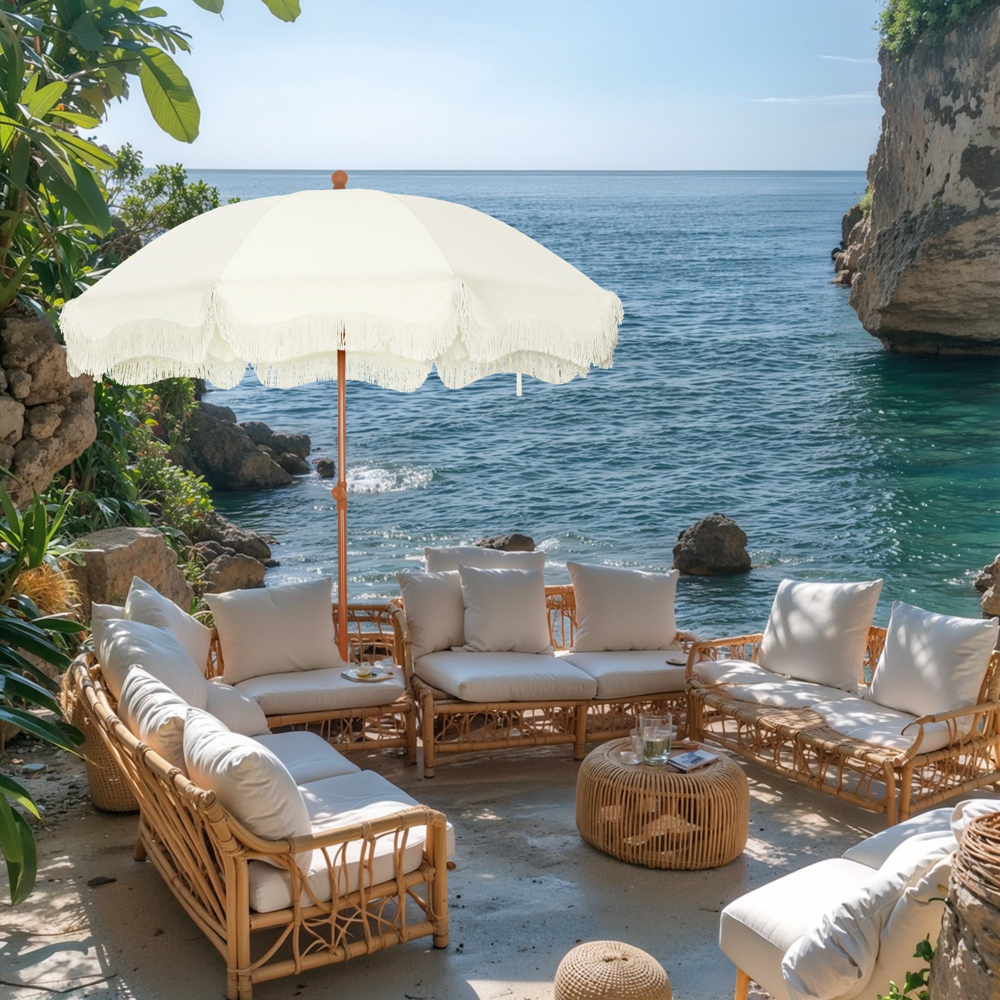 Sophia & William 7FT Adjustable Outdoor Patio Umbrella, Big Yard Ground ...