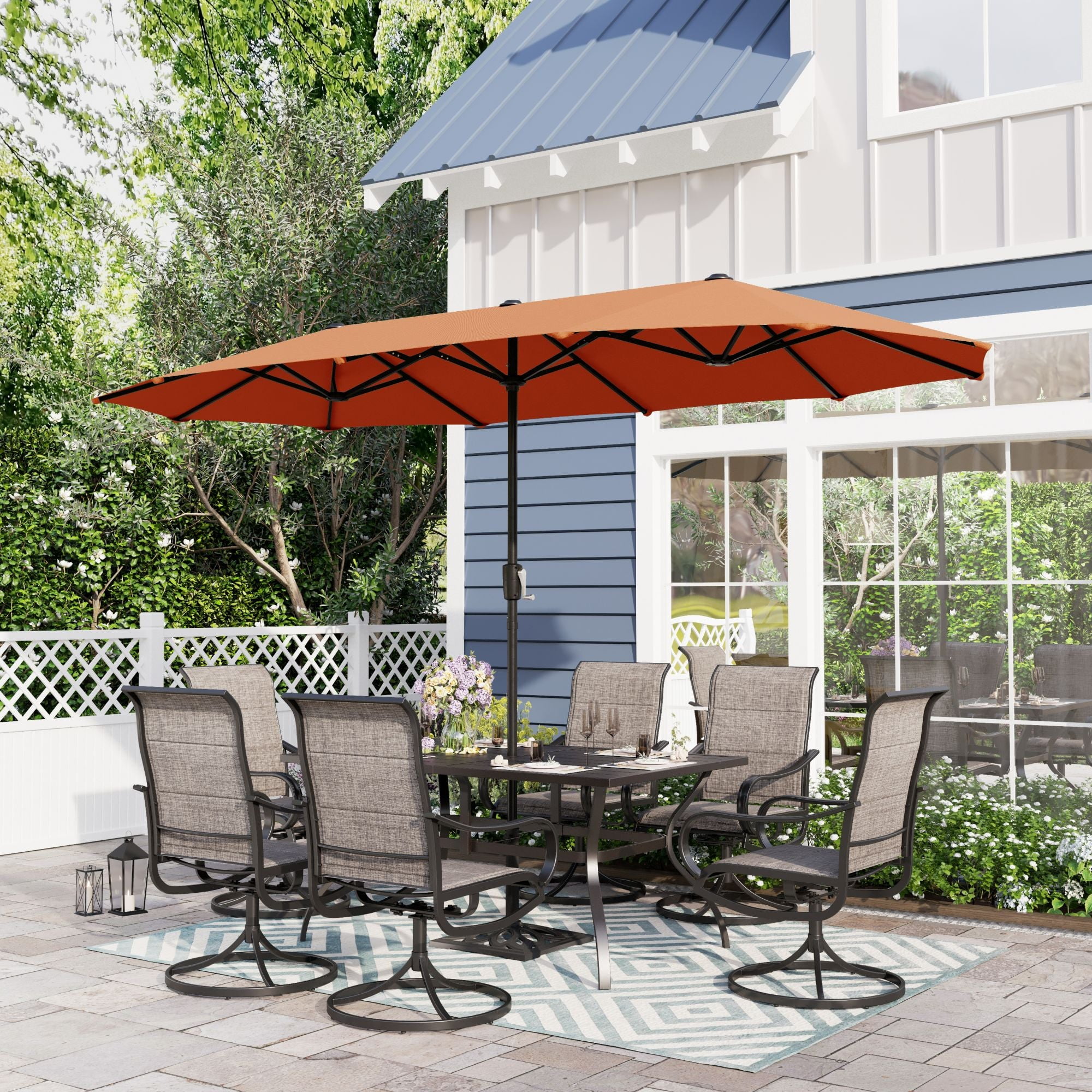 Sophia & William 8-Piece Patio Set with 13ft UV-Resistant Umbrella ...