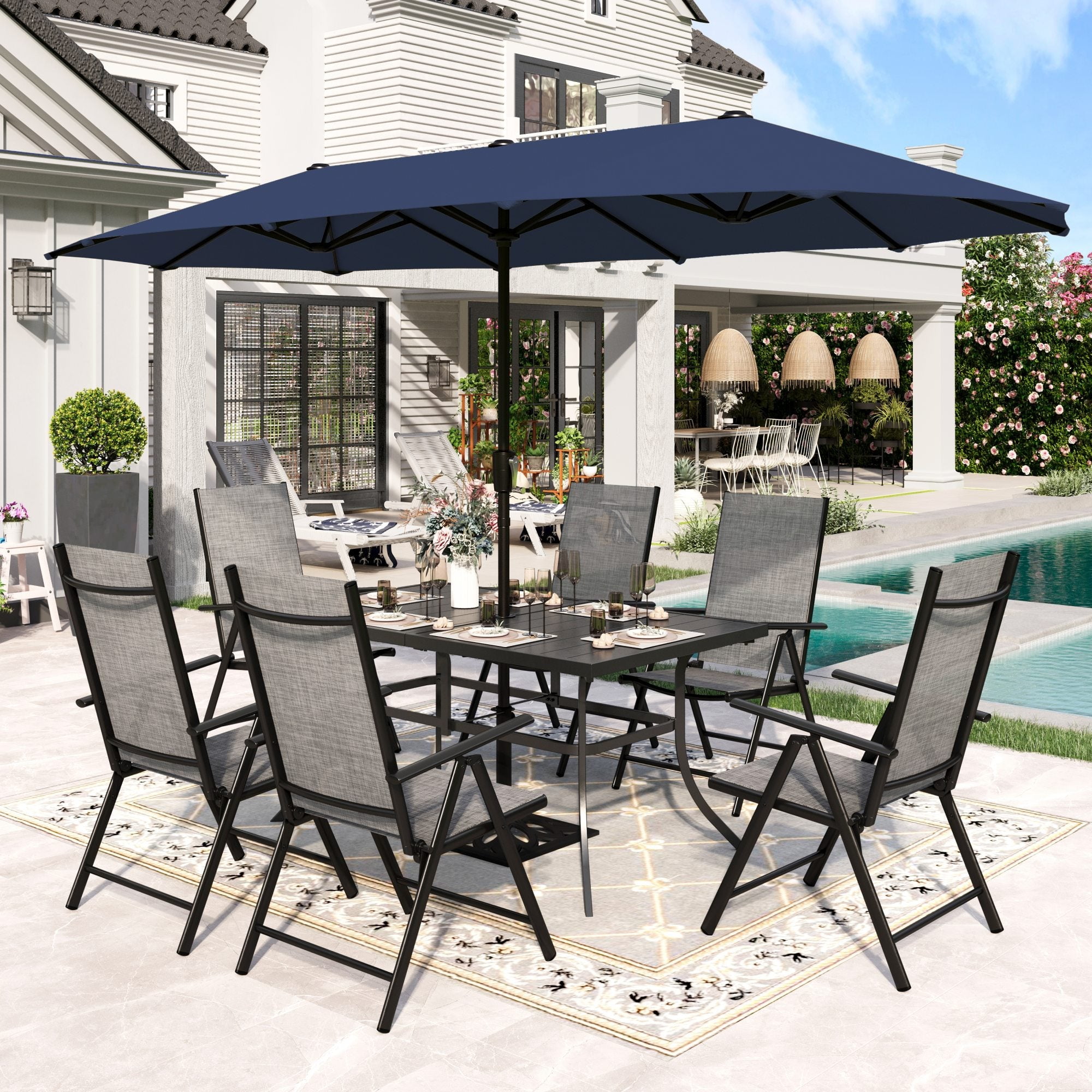 Outdoor dining sets for 8 with umbrella store