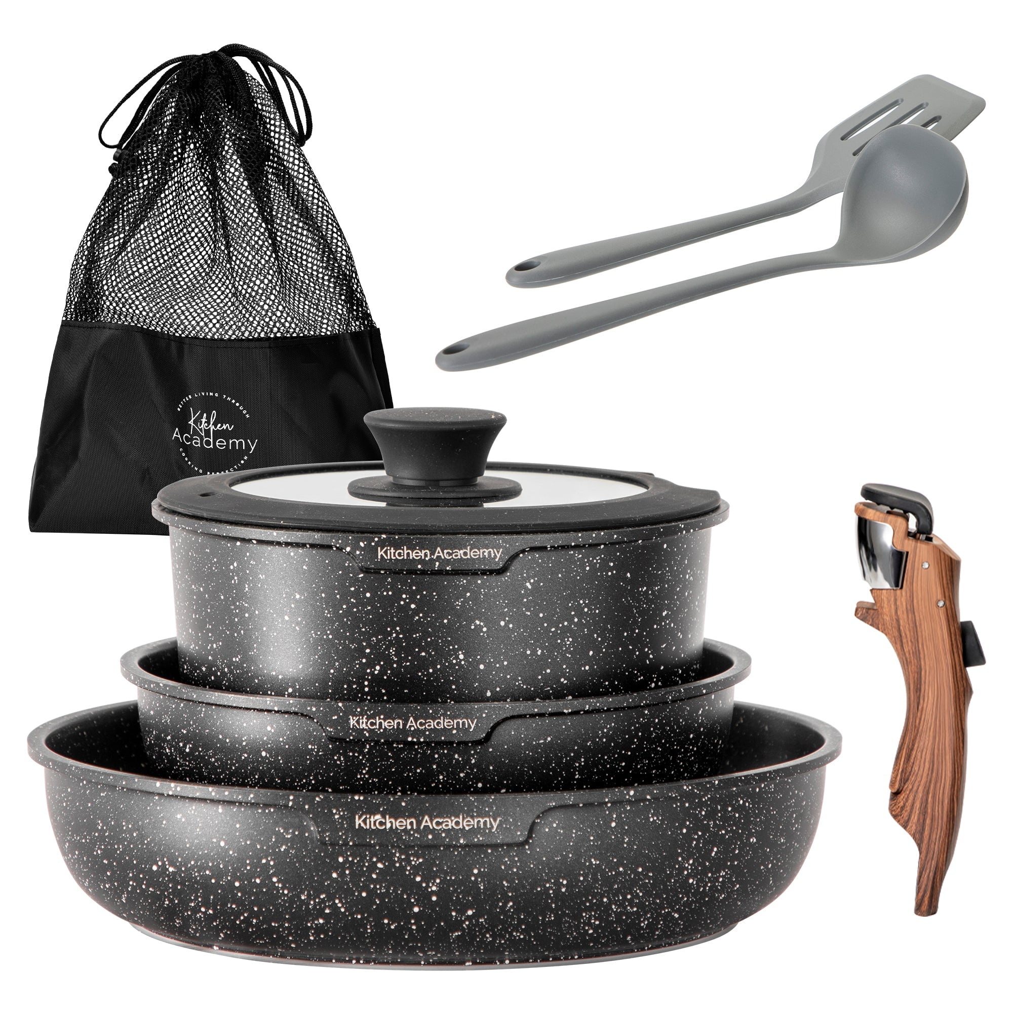 Sophia & William 8-Pc Nonstick Granite Cookware Set, Stackable with ...