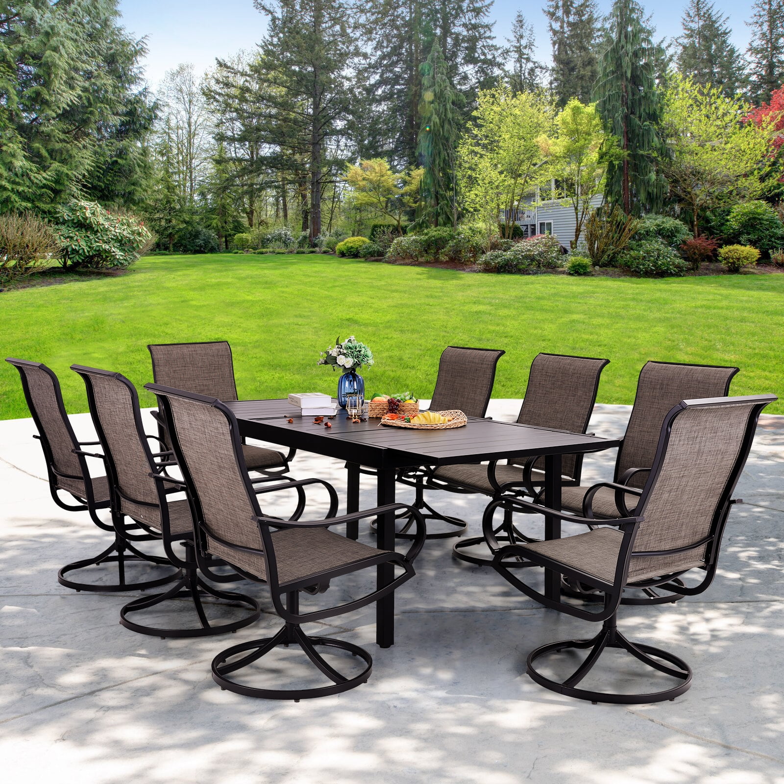 Sophia & William 9 Piece Metal Outdoor Patio Dining Set Outdoor Table ...