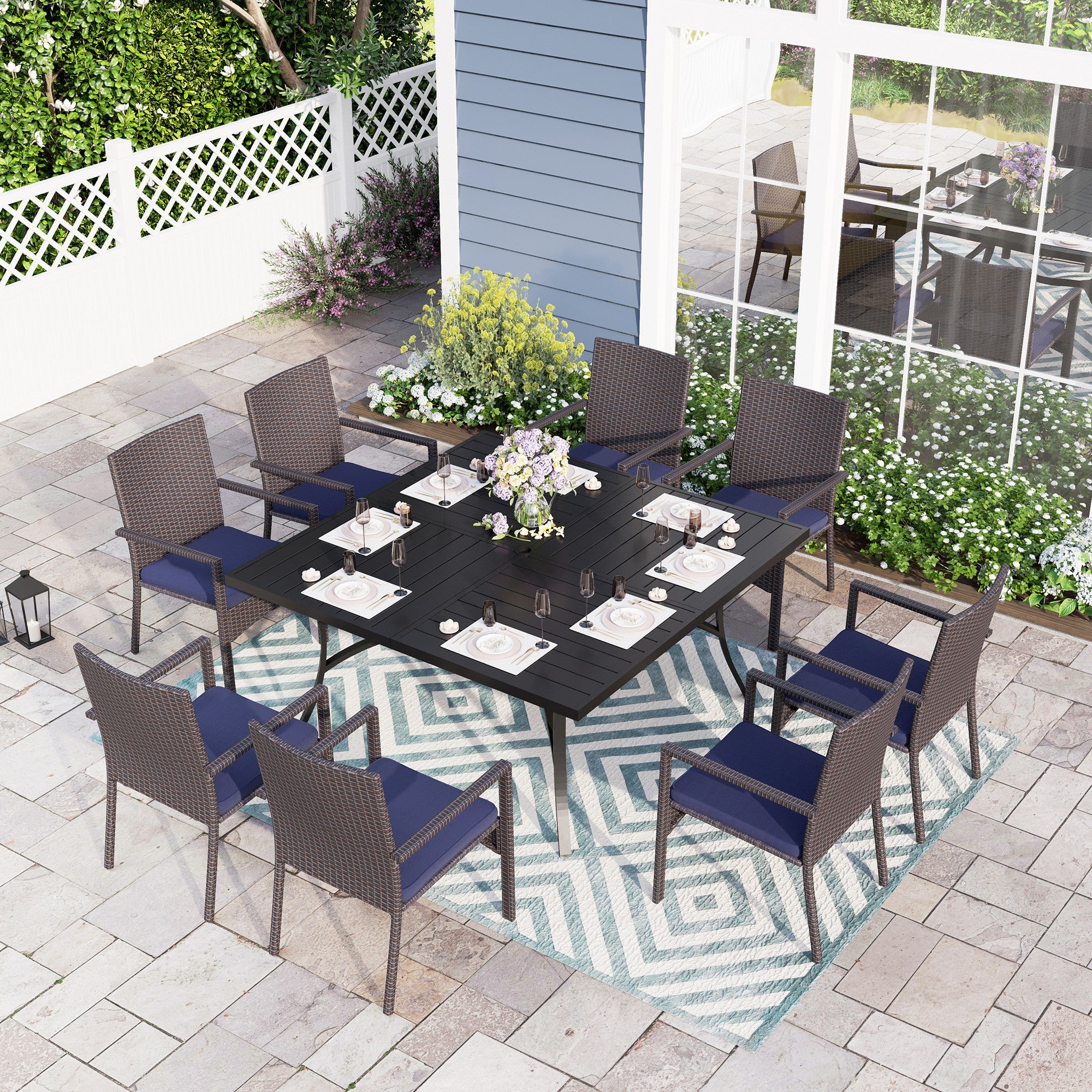 Sophia & William 9 Piece Metal Outdoor Patio Dining Set Outdoor Table ...