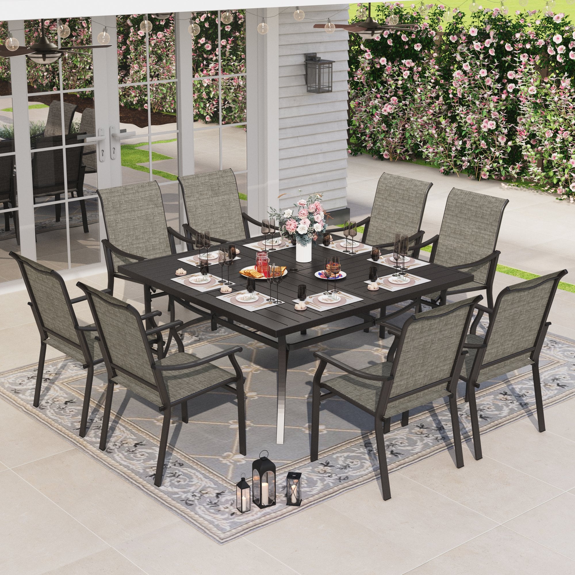 Sophia & William Outdoor Furniture: 7-Piece Patio Dining Set with 60 ...