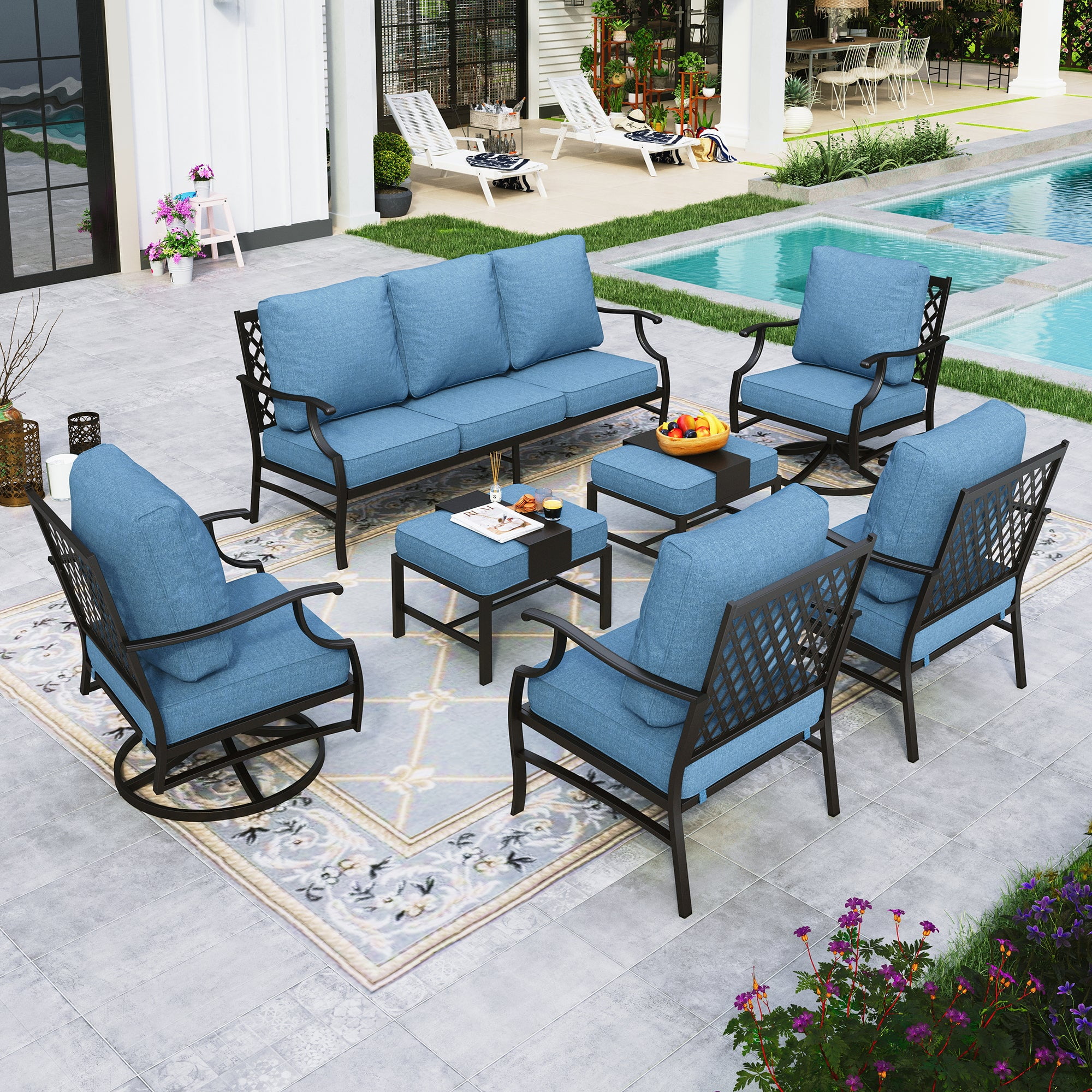 Sophia&William 9-Seat Deck Leisure Metal Patio Conversation Set ...