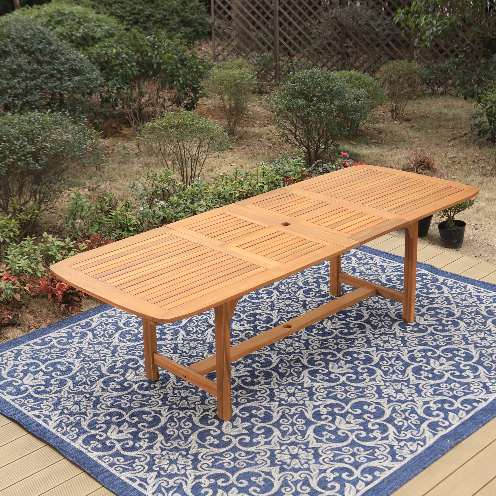 Sophia & William Acacia Wood Expandable Patio Dining Table for 6-8 ...