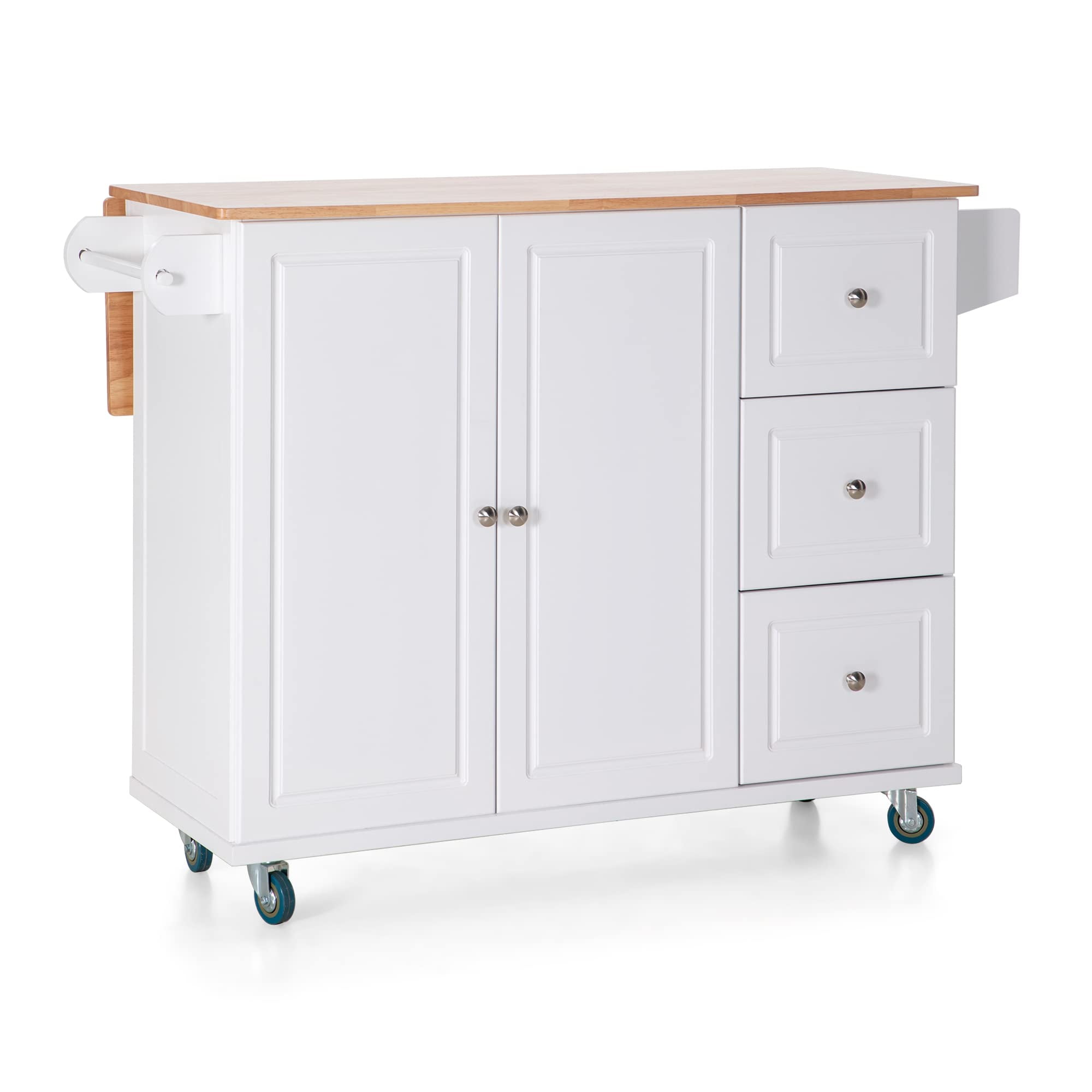 Sophia & William Kitchen Island Cart on Wheels with Drop-Leaf and ...