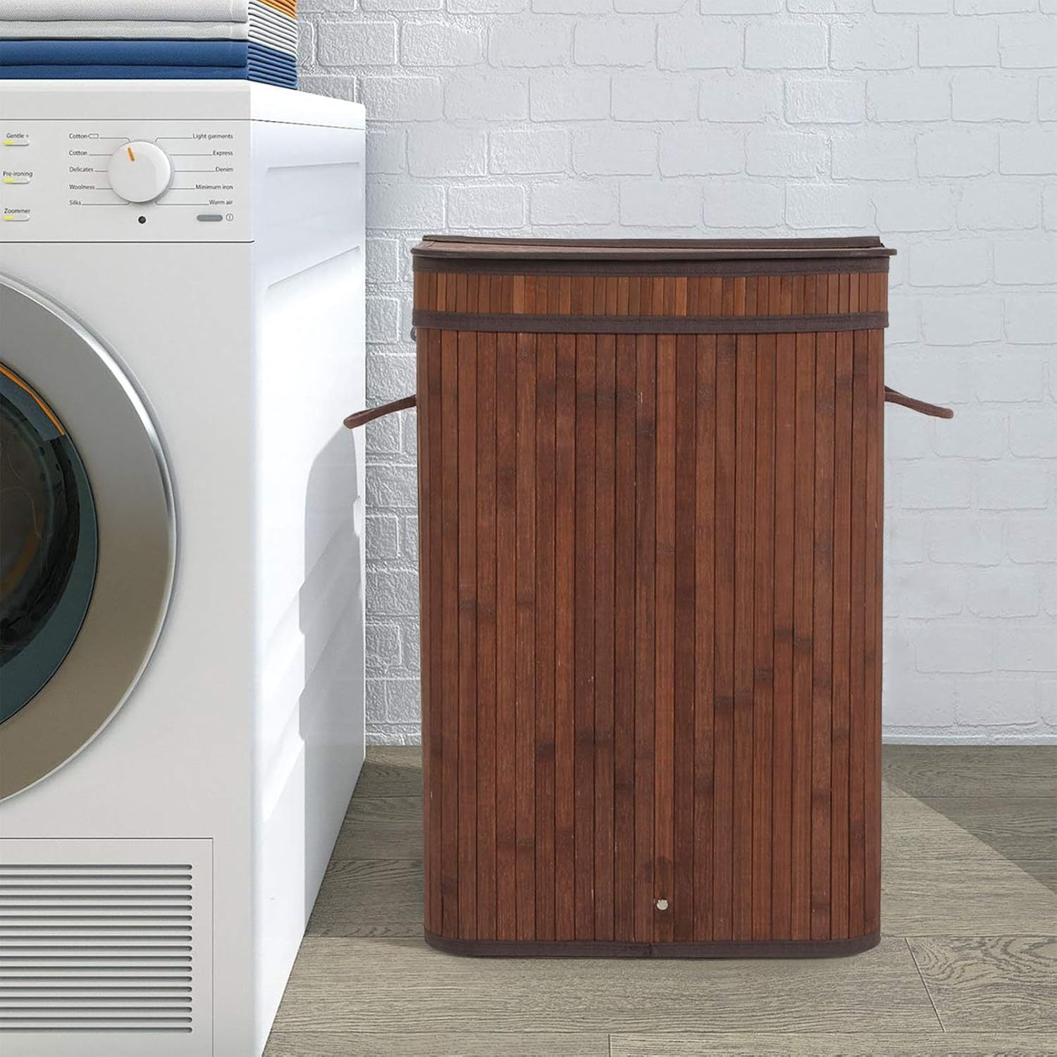 Sophia & William Laundry Hamper with Lid, 72L Bamboo Laundry Basket ...