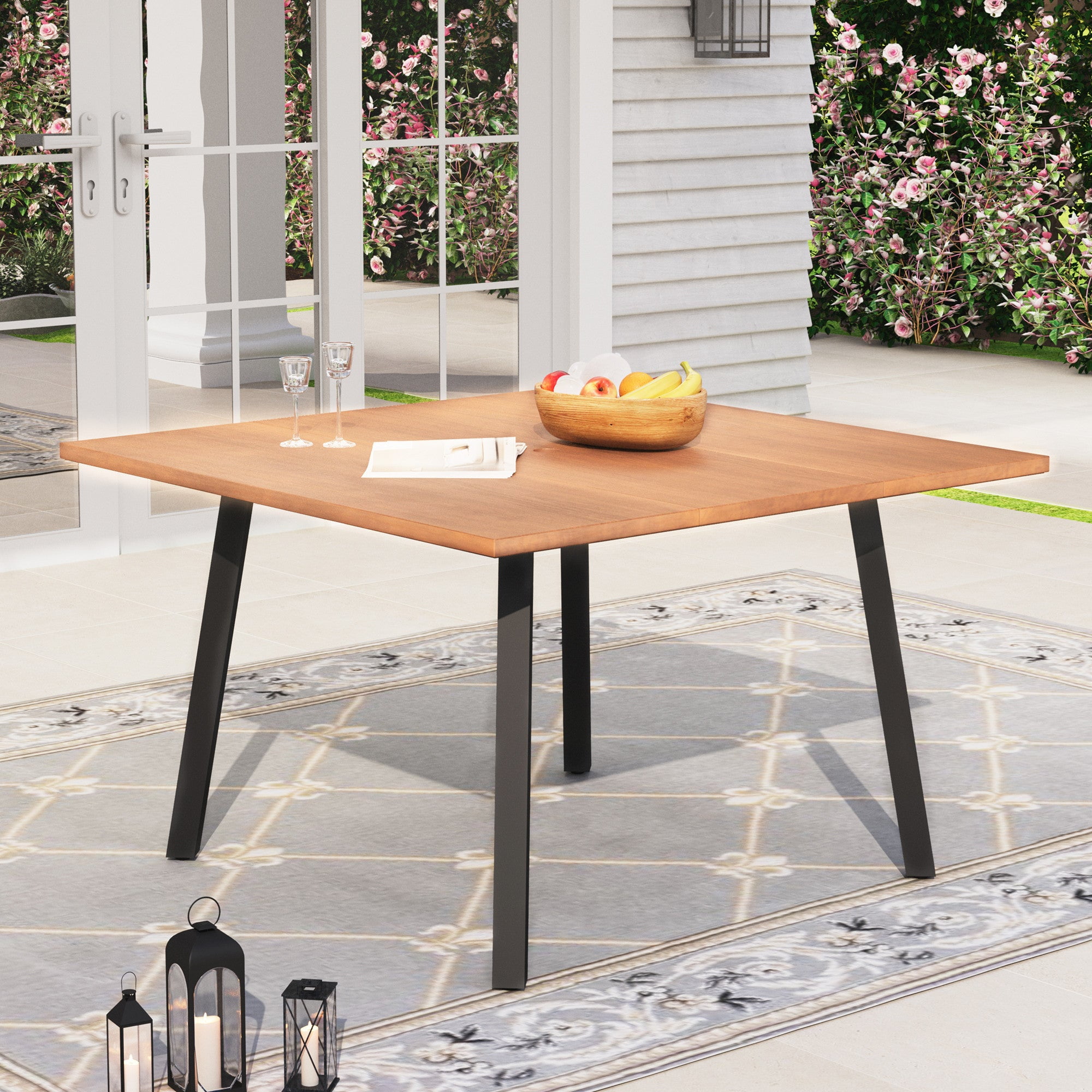 Sophia & William 4-Seater Patio Dining Table, 47" x 47" Square, Rust ...