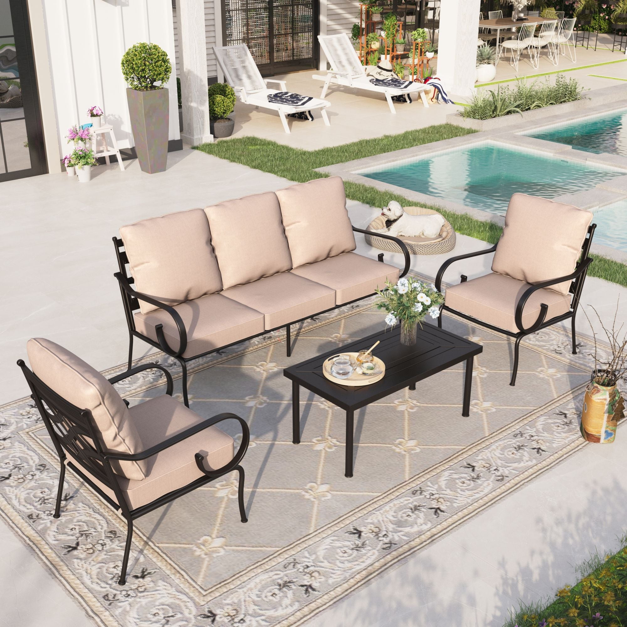 Sophia & William Metal Patio Furniture Set Outdoor Sectional ...
