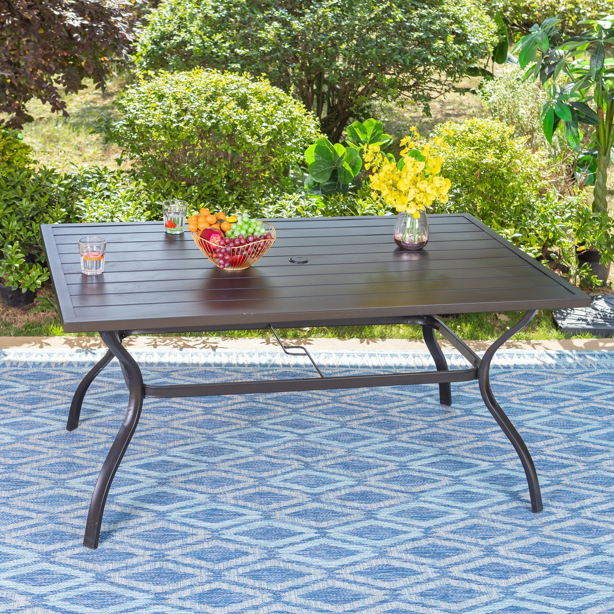 Sophia & William Outdoor Metal Square Dining Table for 6 Chairs ...