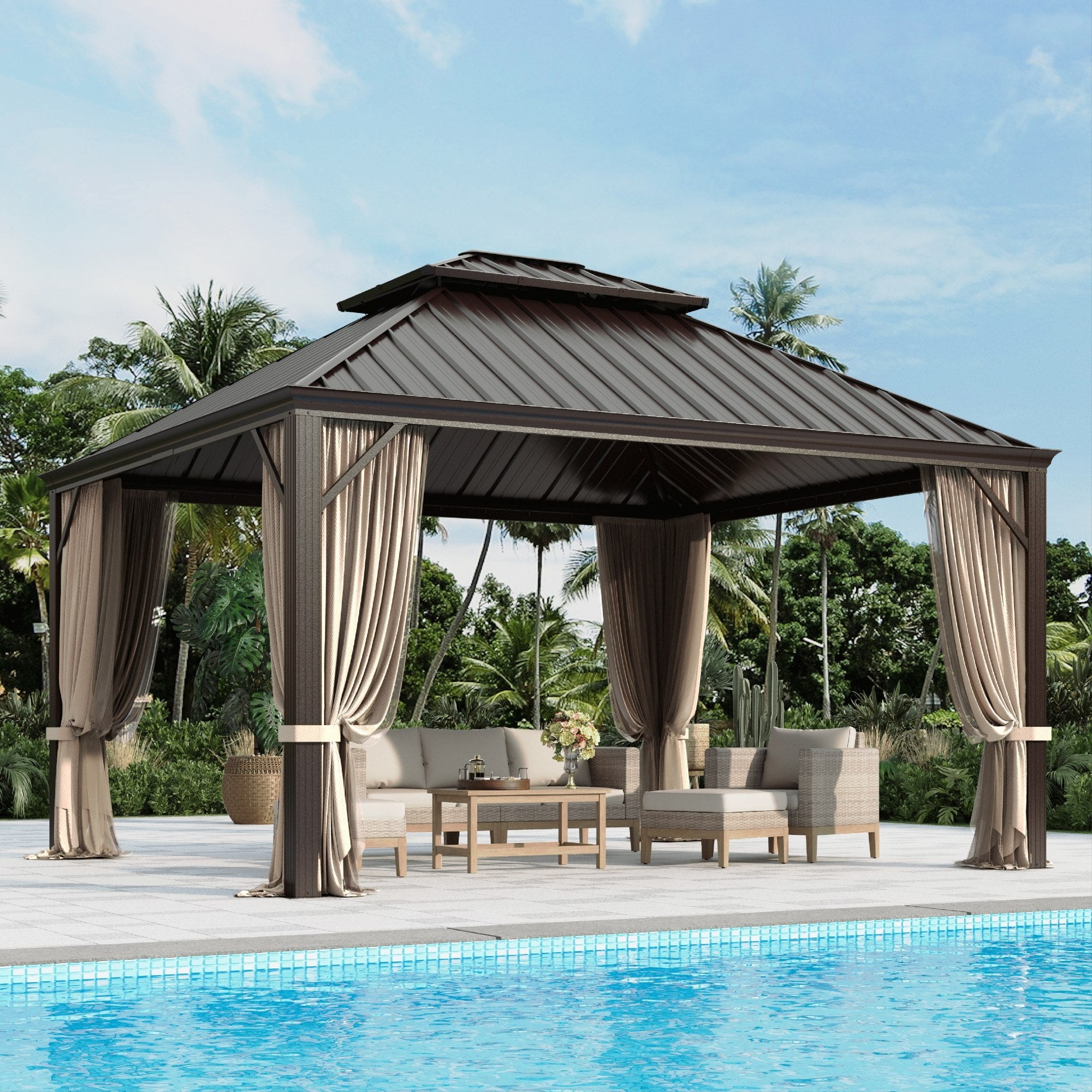 Sophia & William Outdoor Patio 12x14 ft Hardtop Gazebo Canopy with ...