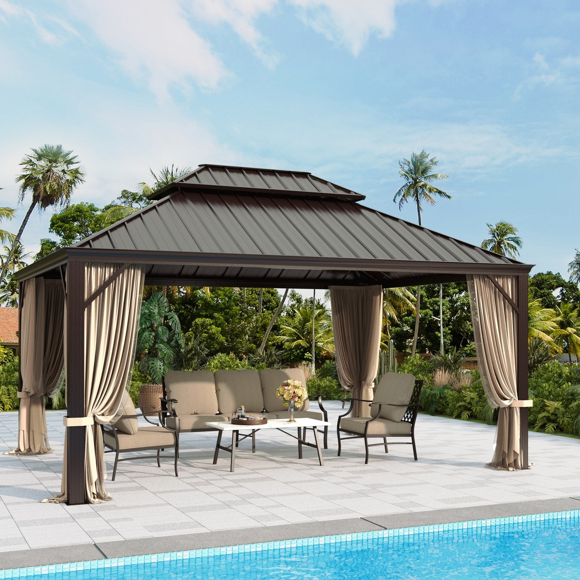 Sophia & William Outdoor Patio 12x16 ft Hardtop Gazebo Canopy with ...