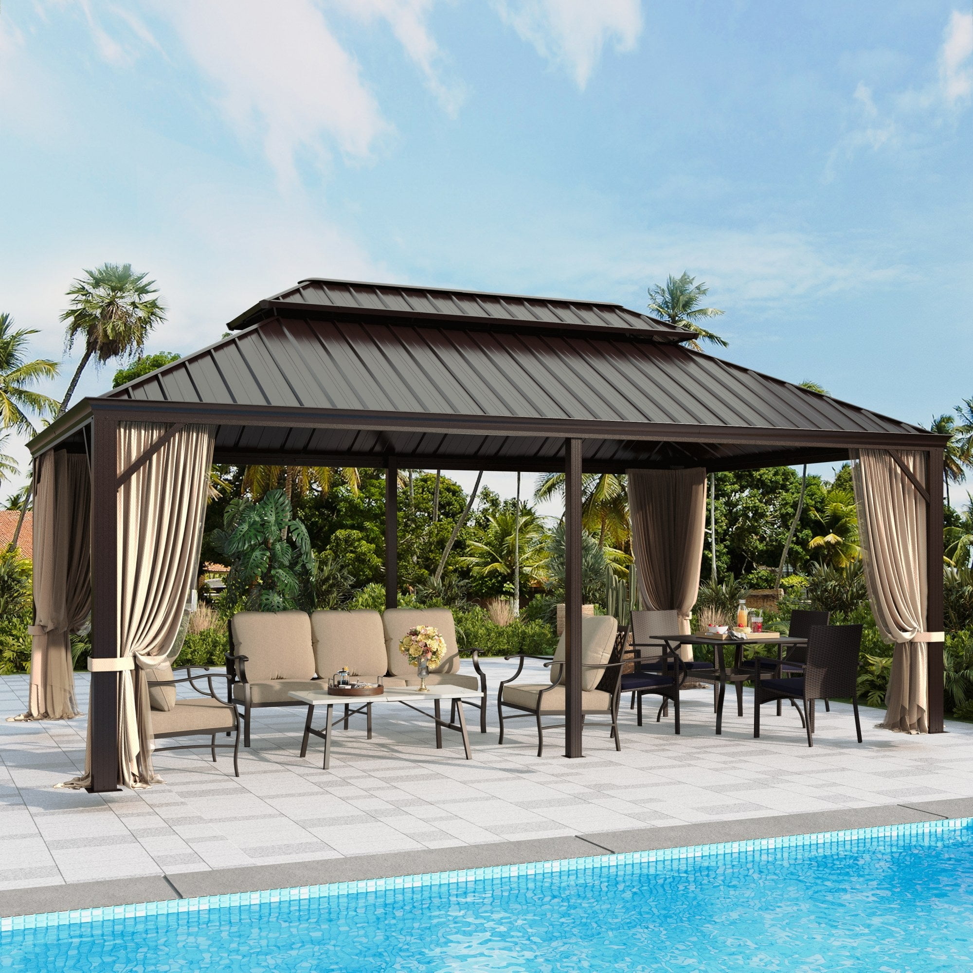 Sophia & William Outdoor Patio 12x20 ft Hardtop Gazebo Canopy with ...