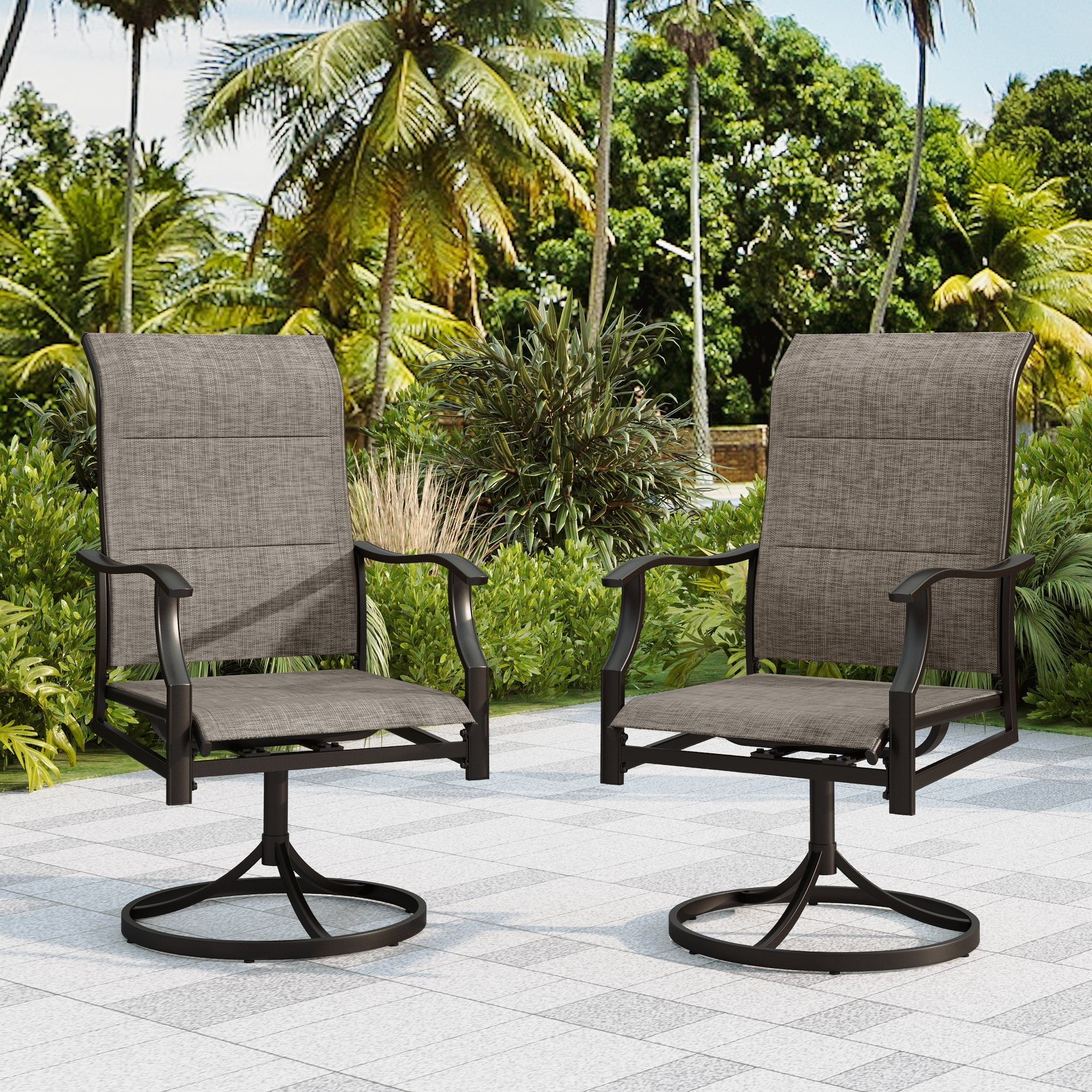 Sophia & William Outdoor Patio Dining Swivel Padded Textilene Chairs ...