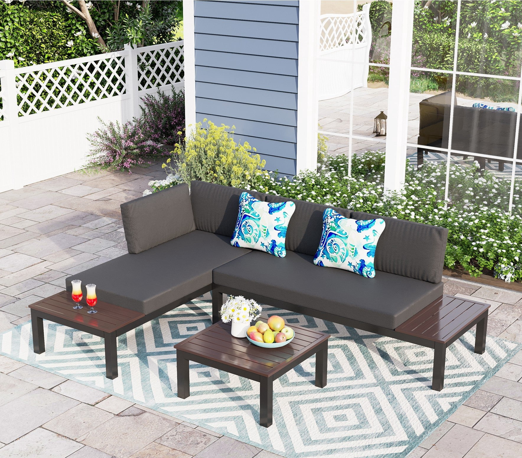 Sophia & William Large Quality Patio Sectional Sofa Set, Outdoor ...