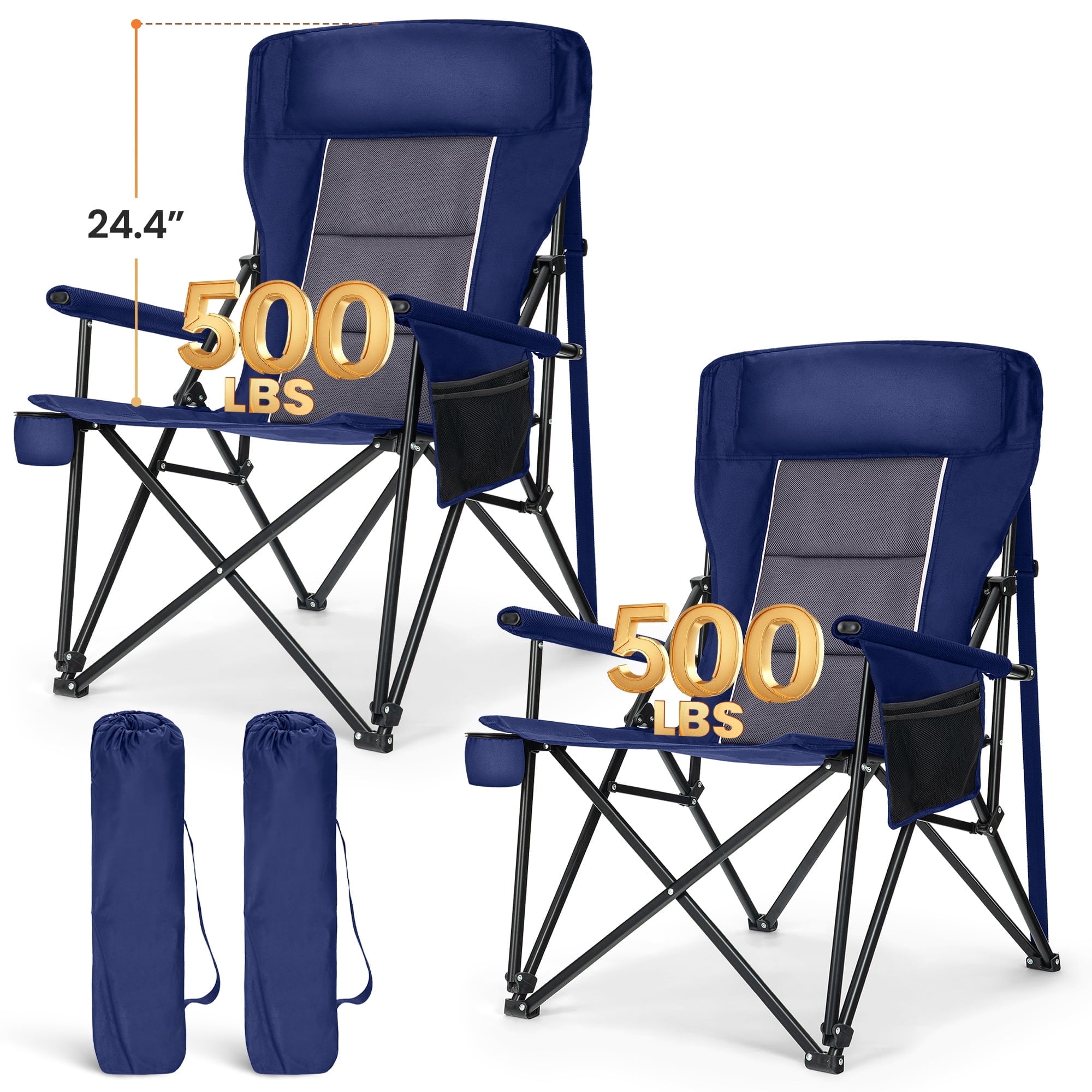 Sophia & William 2-Pack Oversized Camping Chair Heavy Duty High Back ...