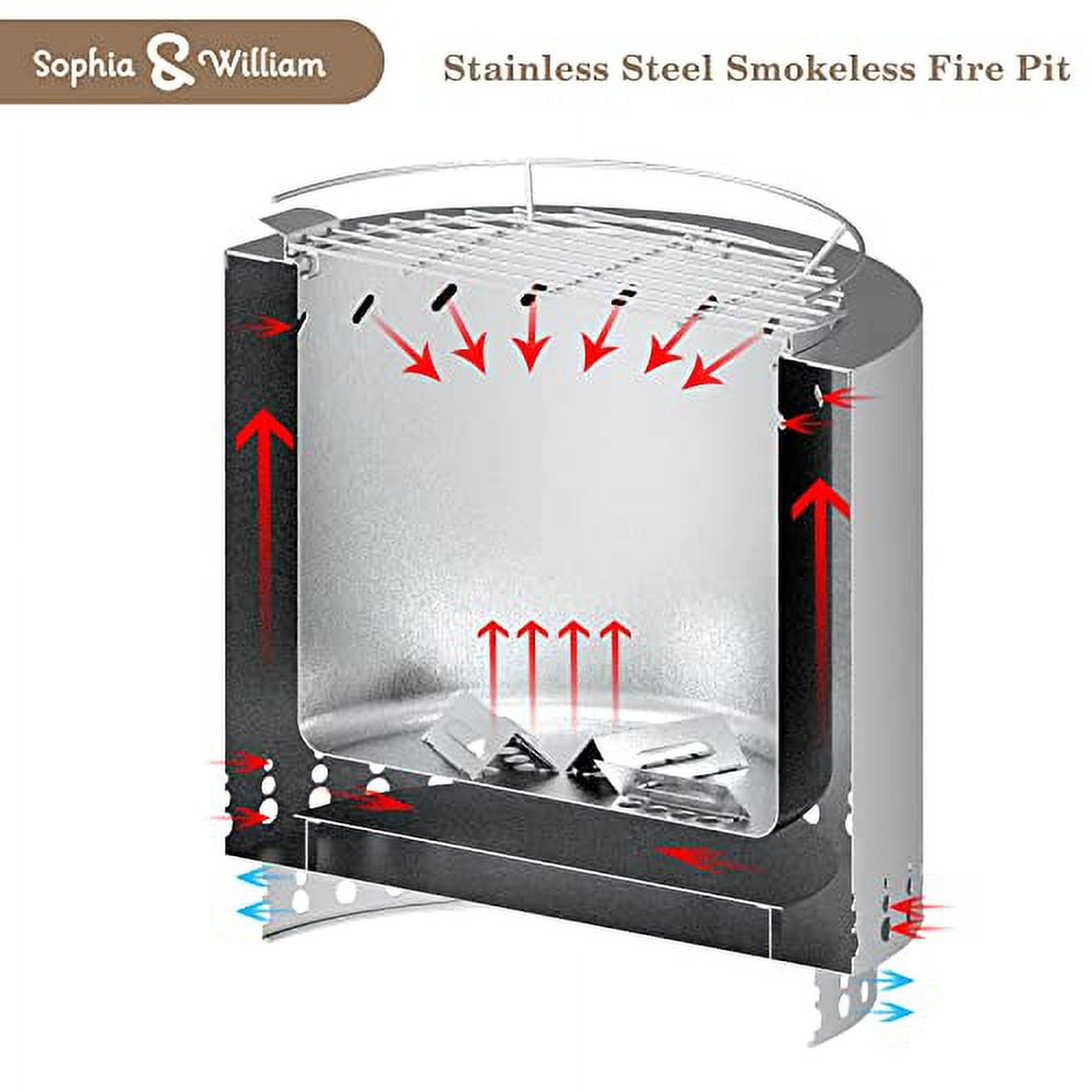 Sophia & William Smokeless Wood Burning Outdoor Fire Pits Stove, 17 ...