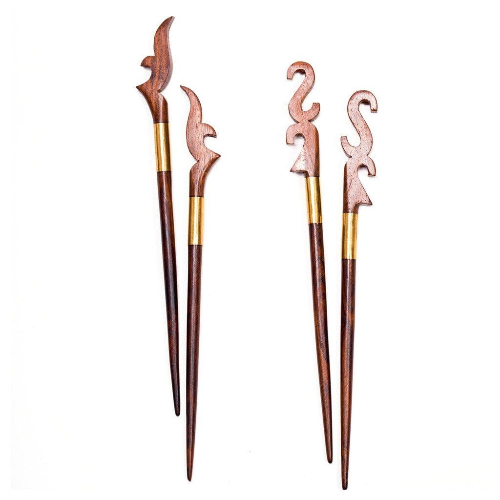 Sophia Woodcut Hair Pins (Set of 4) - Matr Boomie (A) - Walmart.com