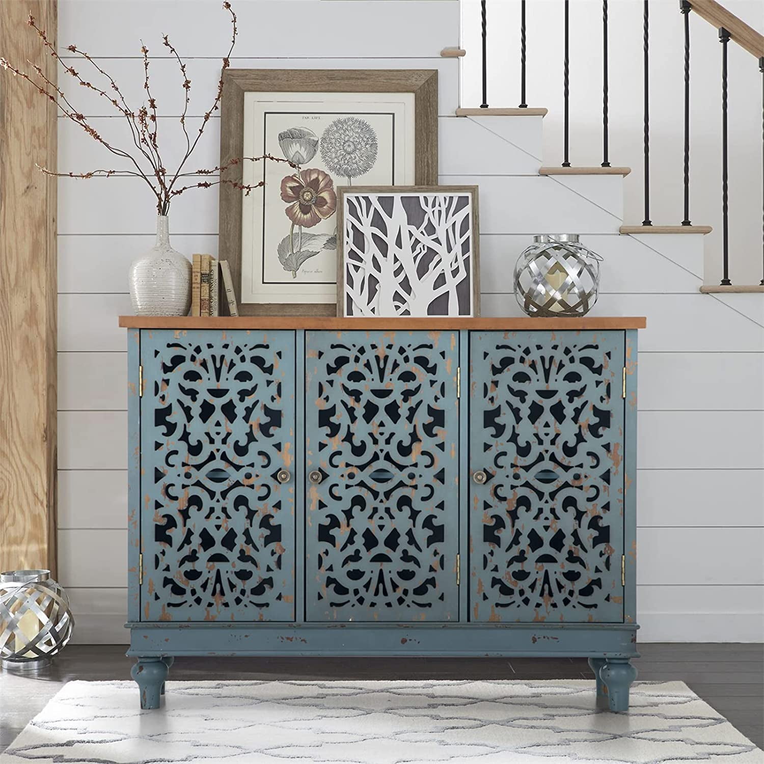 Sophia & William Accent Cabinet with 2 Doors Distressed Storage Cabinet ...