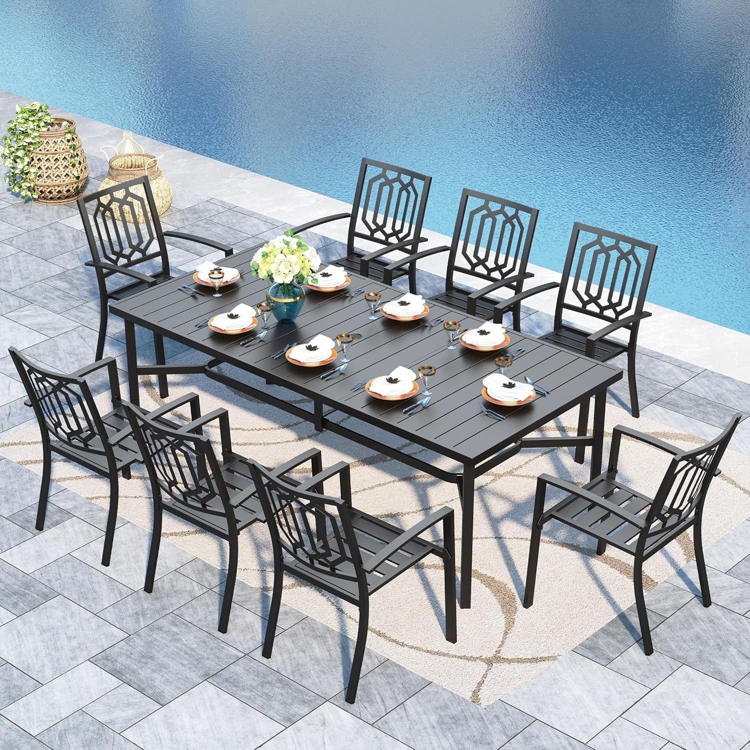 Sophia & William Patio Table and Chairs Set Outdoor Dining Set for 8 9 ...