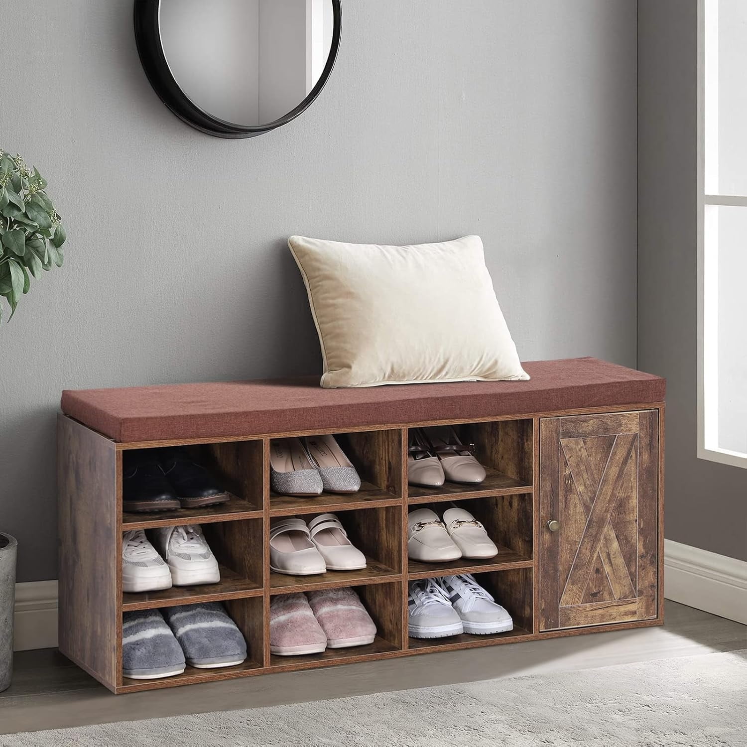 Sophia & William Shoe Bench with 9 Compartments and 1 Cupboard Barn ...