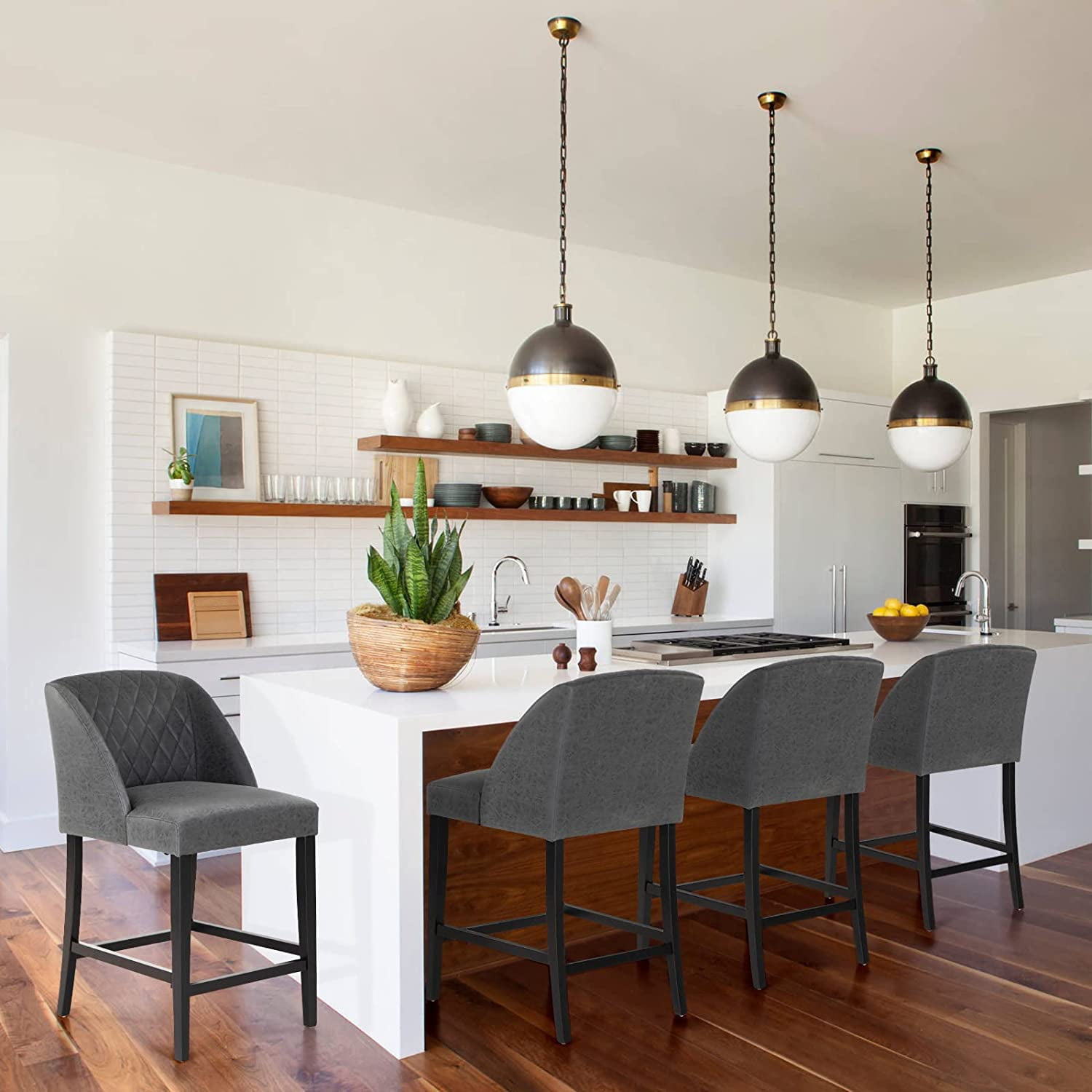 Sophia & William Stools Set of 4 Counter Height Stool with Backs for ...