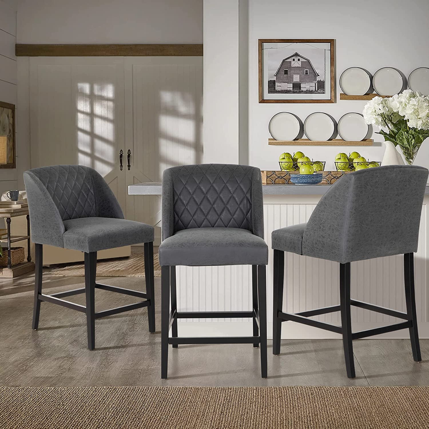 Sophia & William Stools Set of 4 Counter Height Stool with Backs for ...
