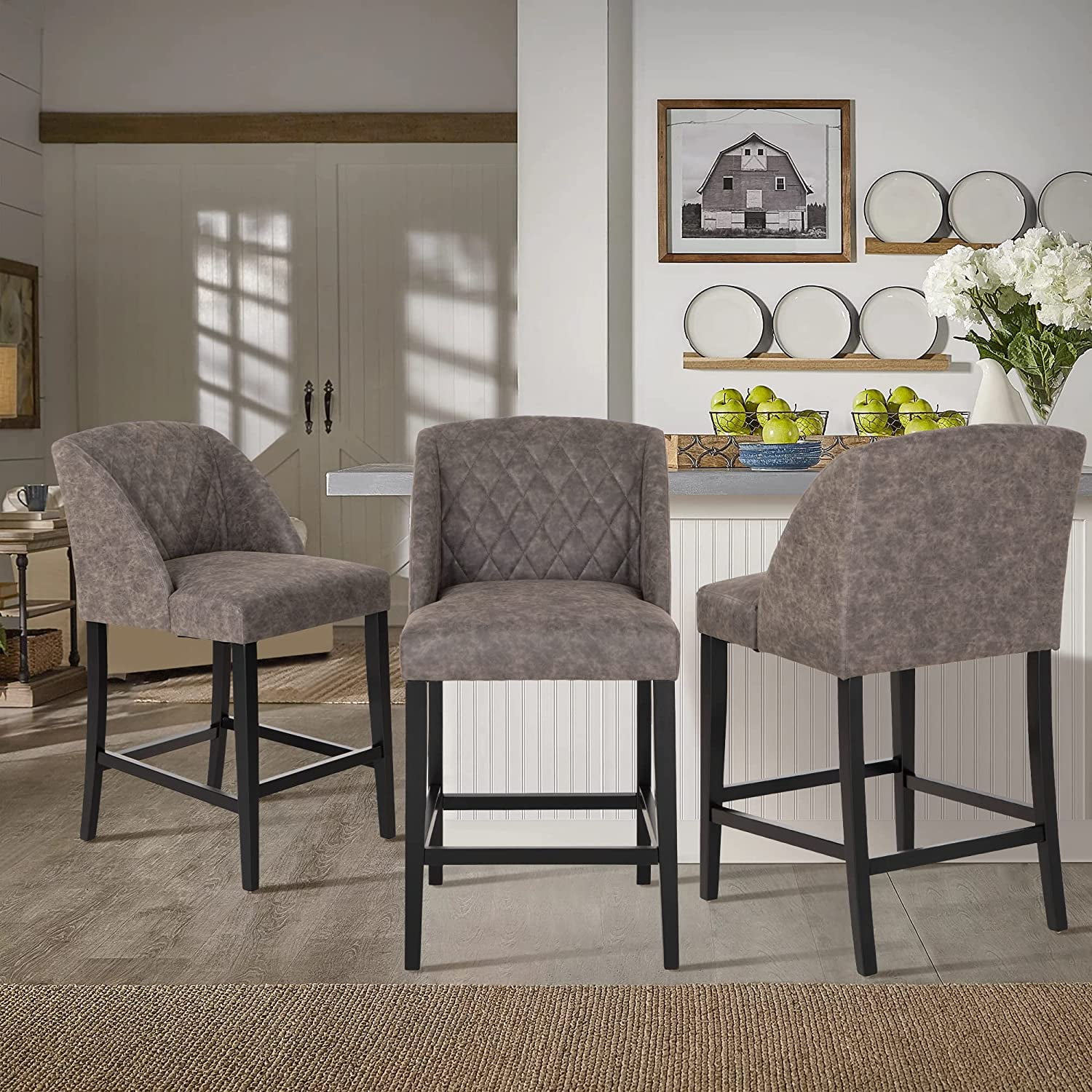 Sophia & William Stools Set of 4 Counter Height Stool with Backs for ...
