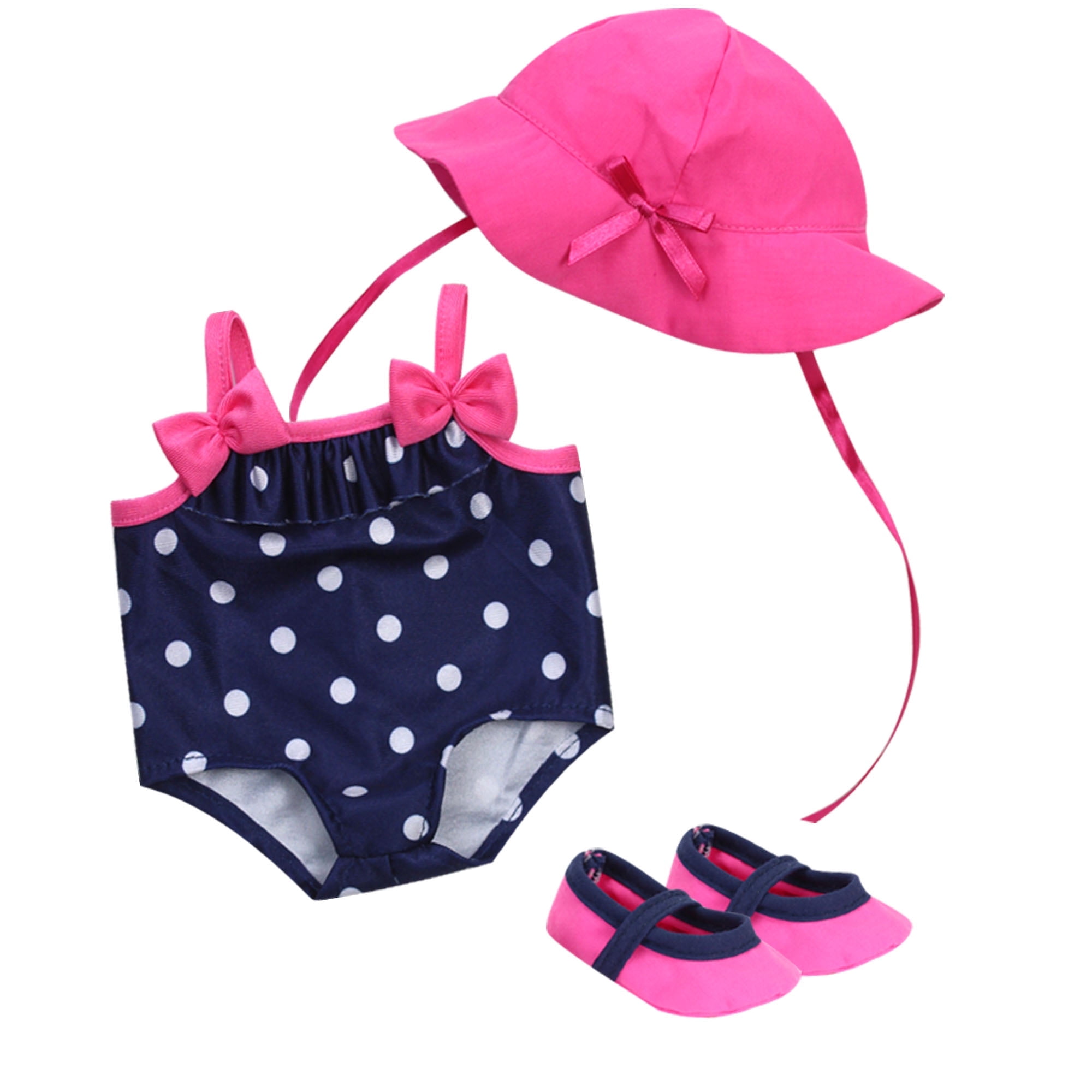 Sophia's Polka Dot Bathing Suit Set for 15'' Dolls, Navy/Pink - Walmart.com