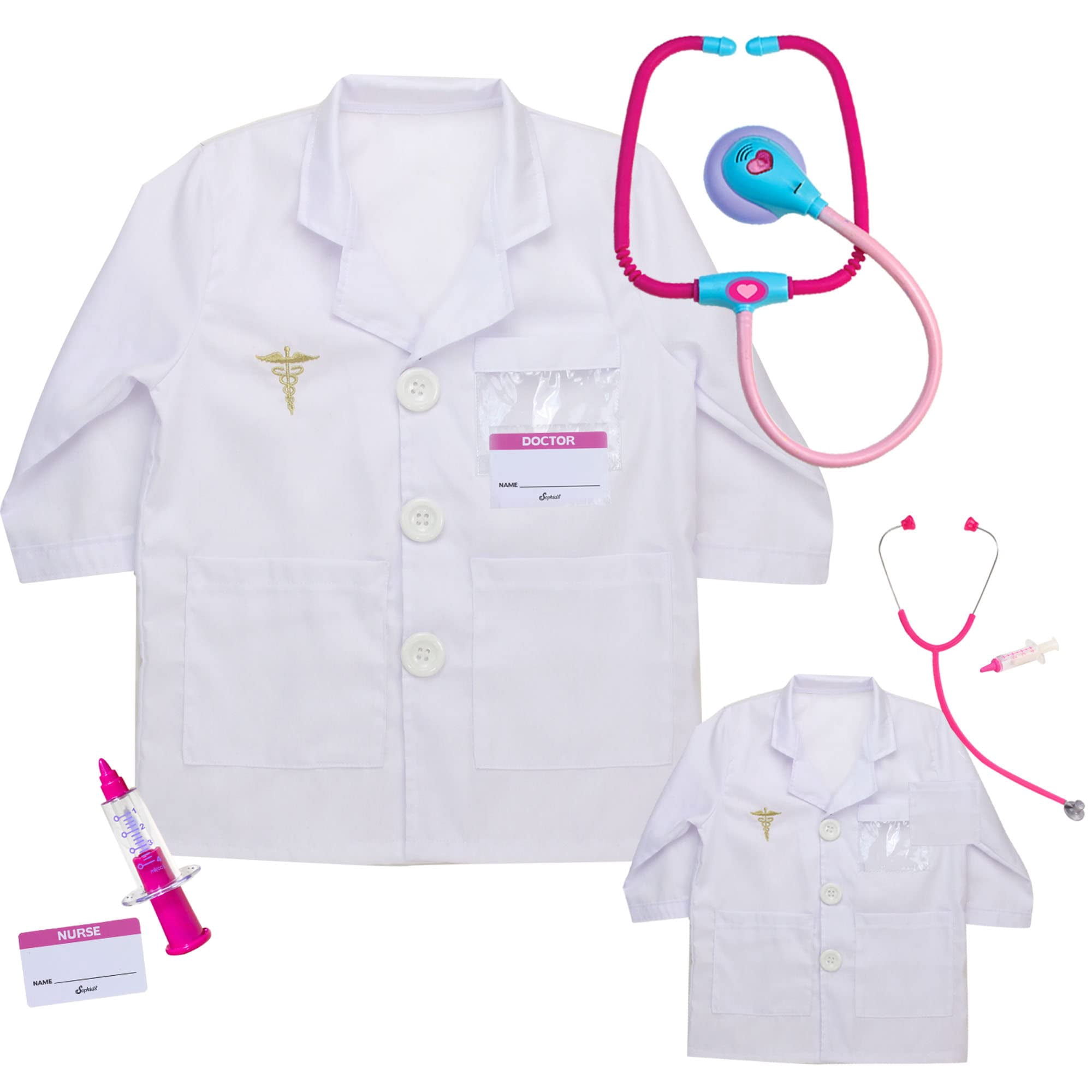 Sophia's 18" Doll and Child Matching Doctor Lab Coats with Stethoscopes ...