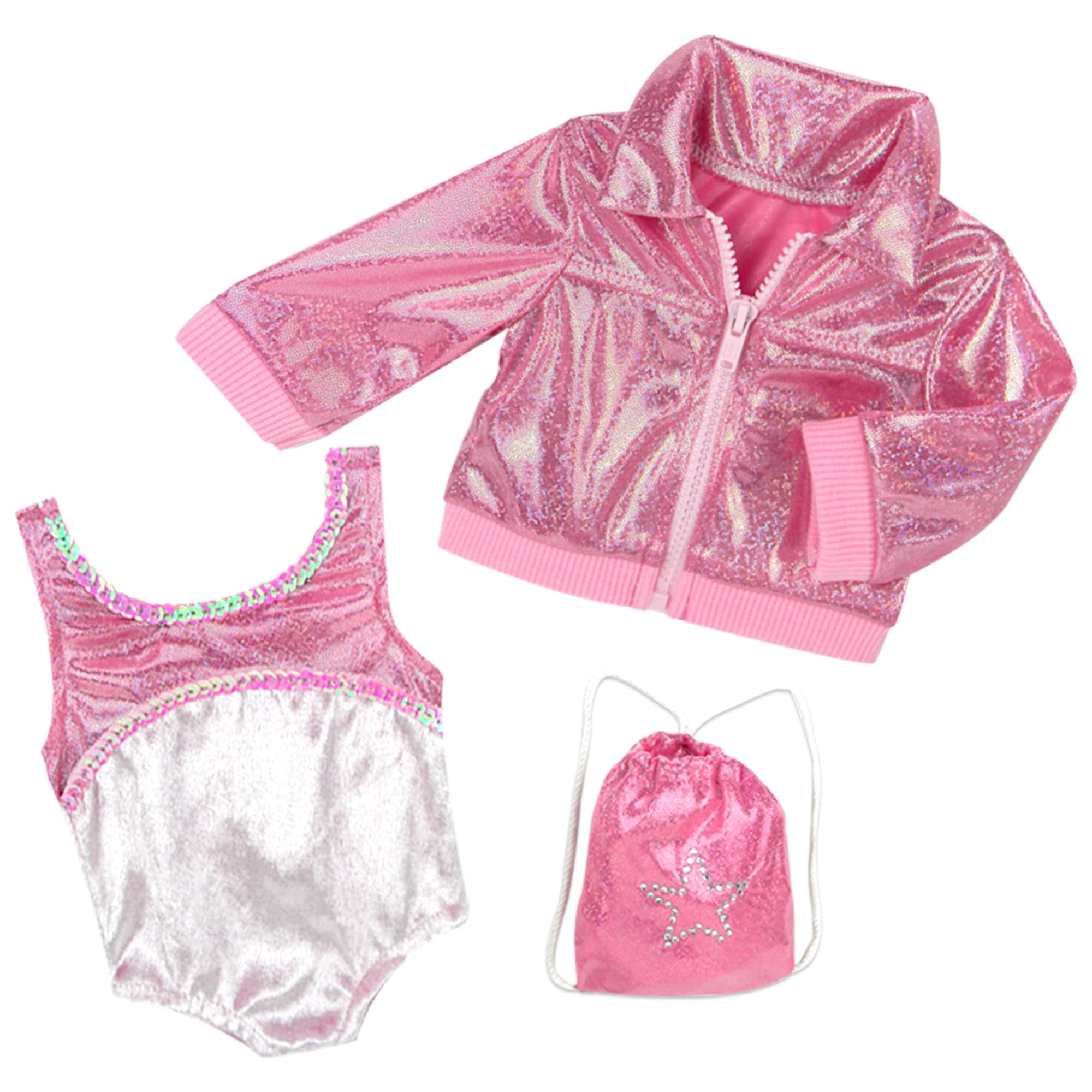 Sophia's 3 pcs Gymnastics Set with Leotard, Jacket, and Drawstring Bag ...