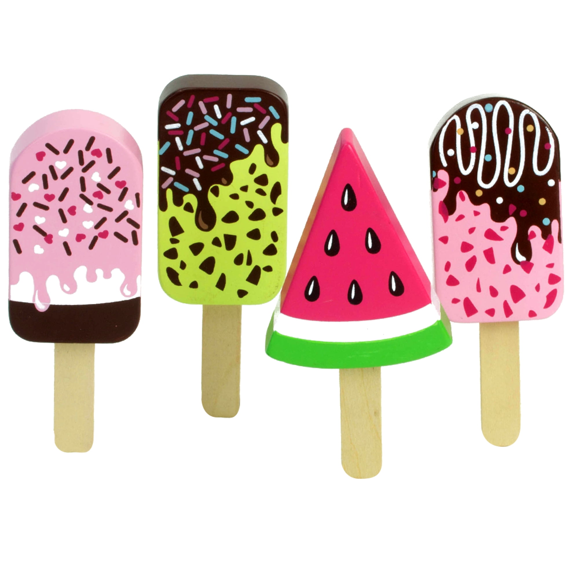 Sophia's Assorted Wooden Ice Cream Popsicle Bars, Multicolor, 4 Pieces ...