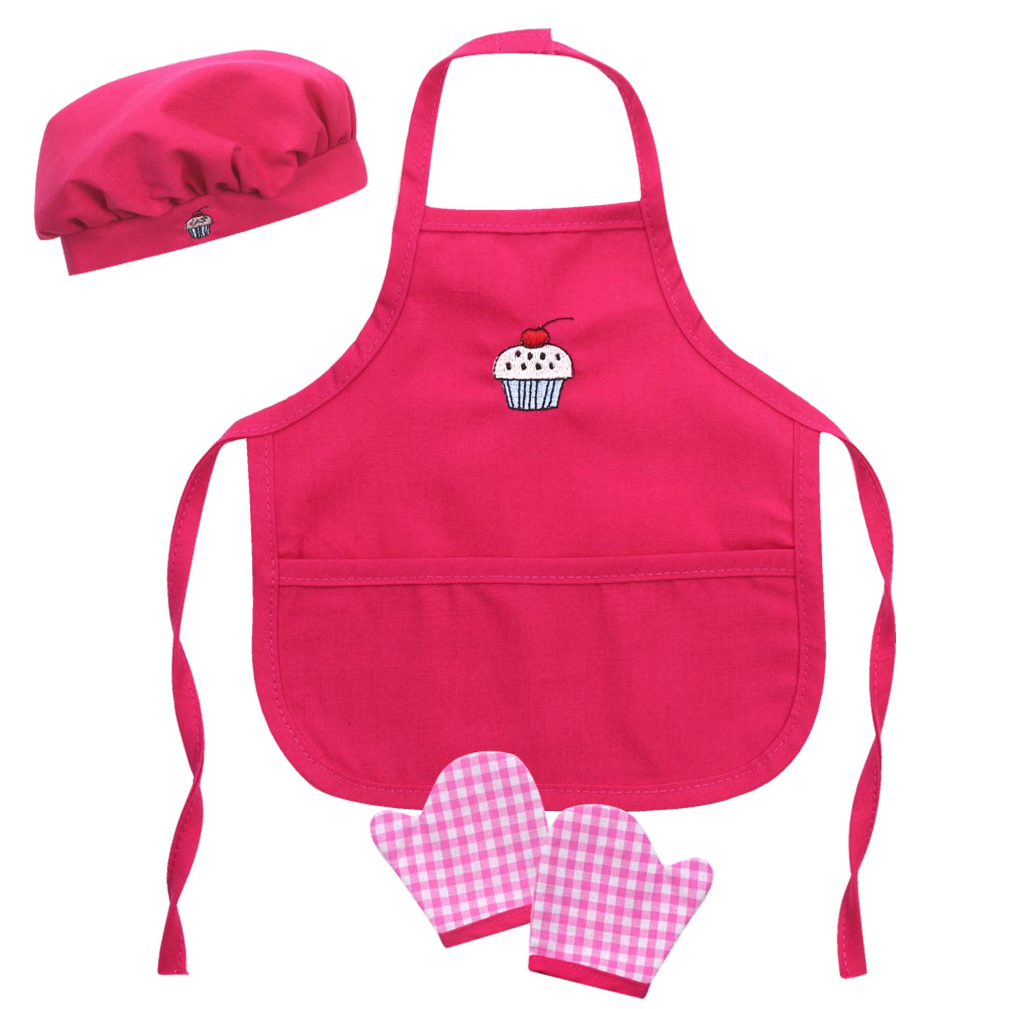 Sophia's Baking Apron, Hat, & Gingham Oven Mitts Set for 18 Dolls, Hot ...