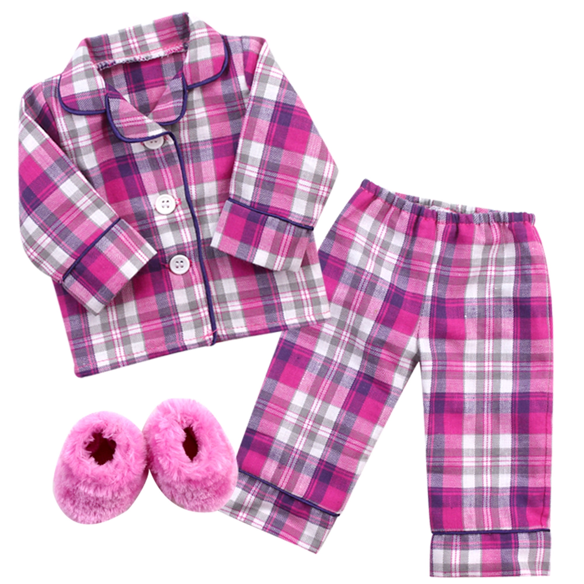 Sophia's Flannel Pajama & Slippers Set for 18'' Dolls, Pink - Walmart.com