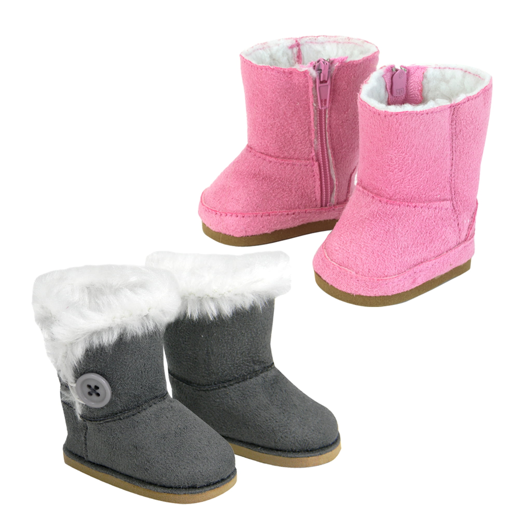 Sophia's Set of 2 Mini Ewe Boots with Fleece Lining for 18 Dolls, Pink ...