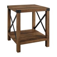 Weston Home Westyn Rustic X Base Wood End Table with Shelf, Brown ...