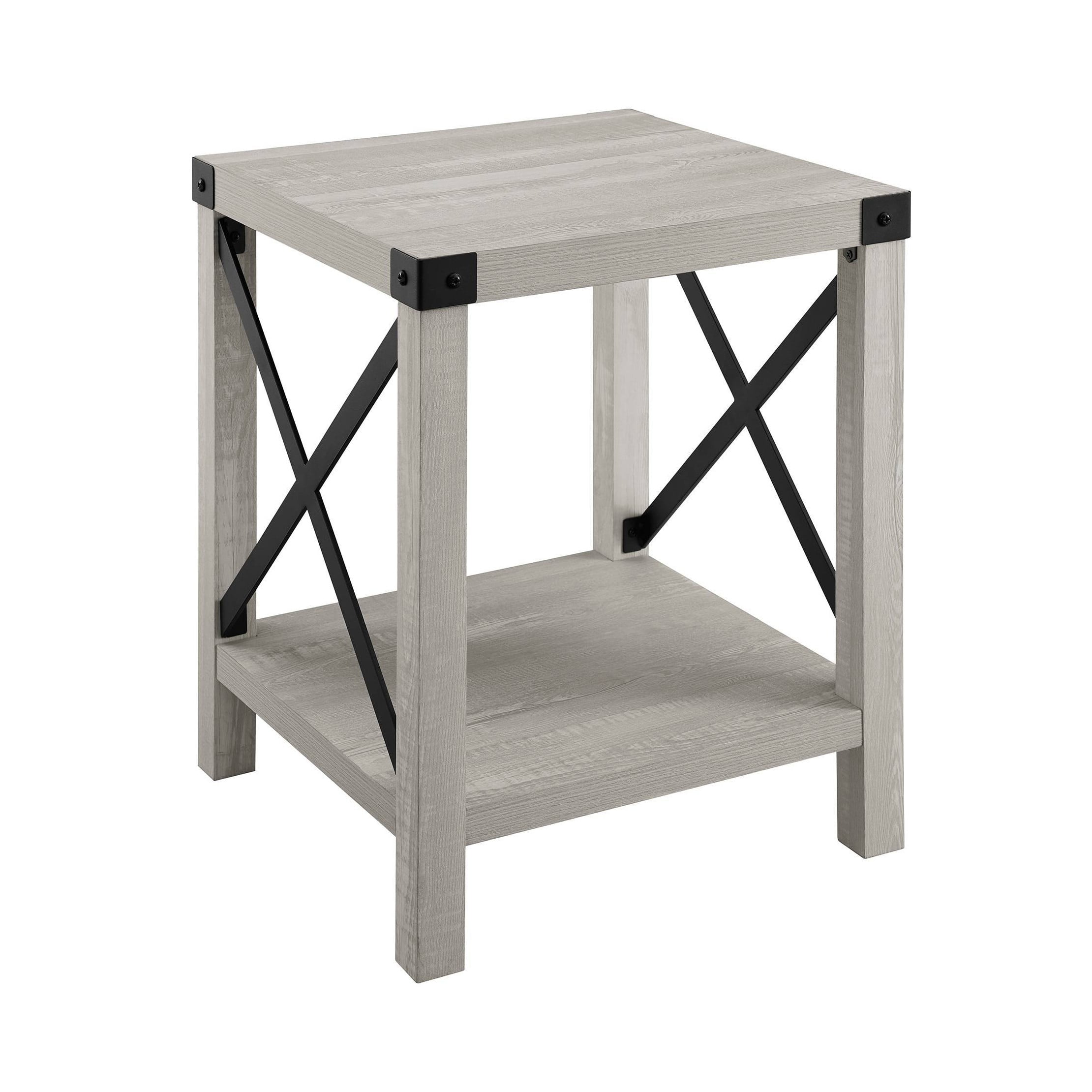 Sophie Rustic Industrial X Frame Side Table Stone Gray - Walmart.com