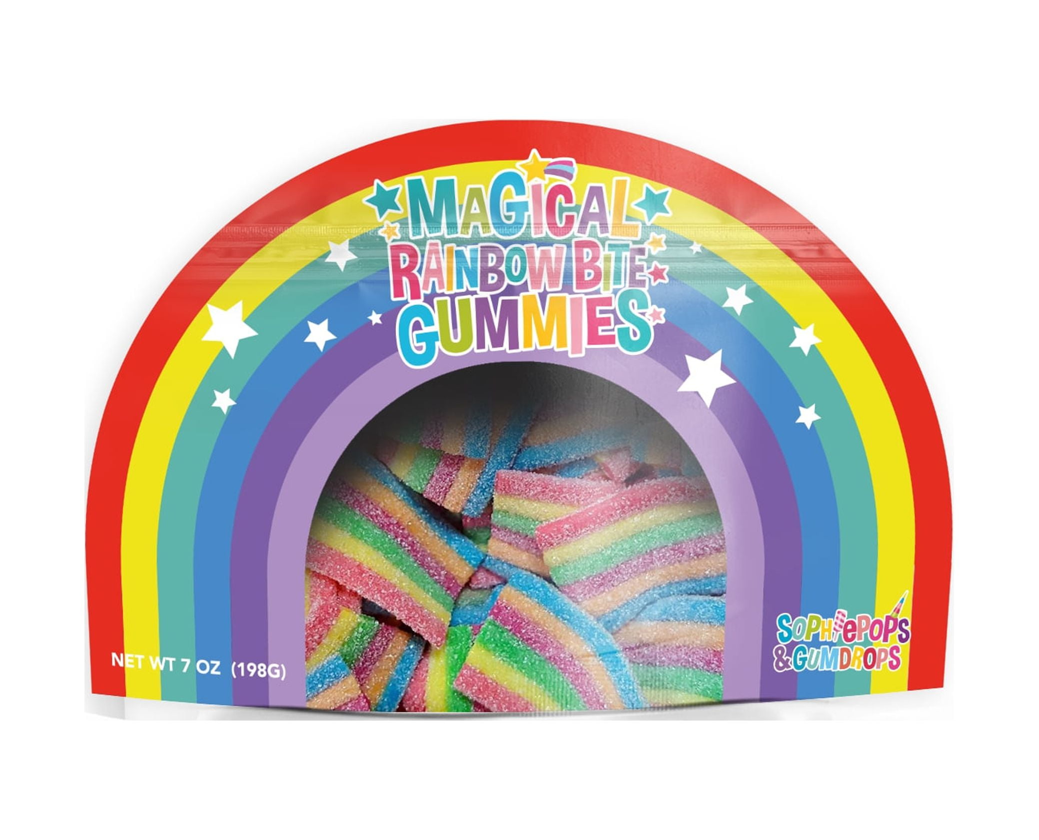 Sophiepops & Gumdrops Magical Rainbow Gummies in Rainbow Pouches Regular 7z, Contains Wheat ...