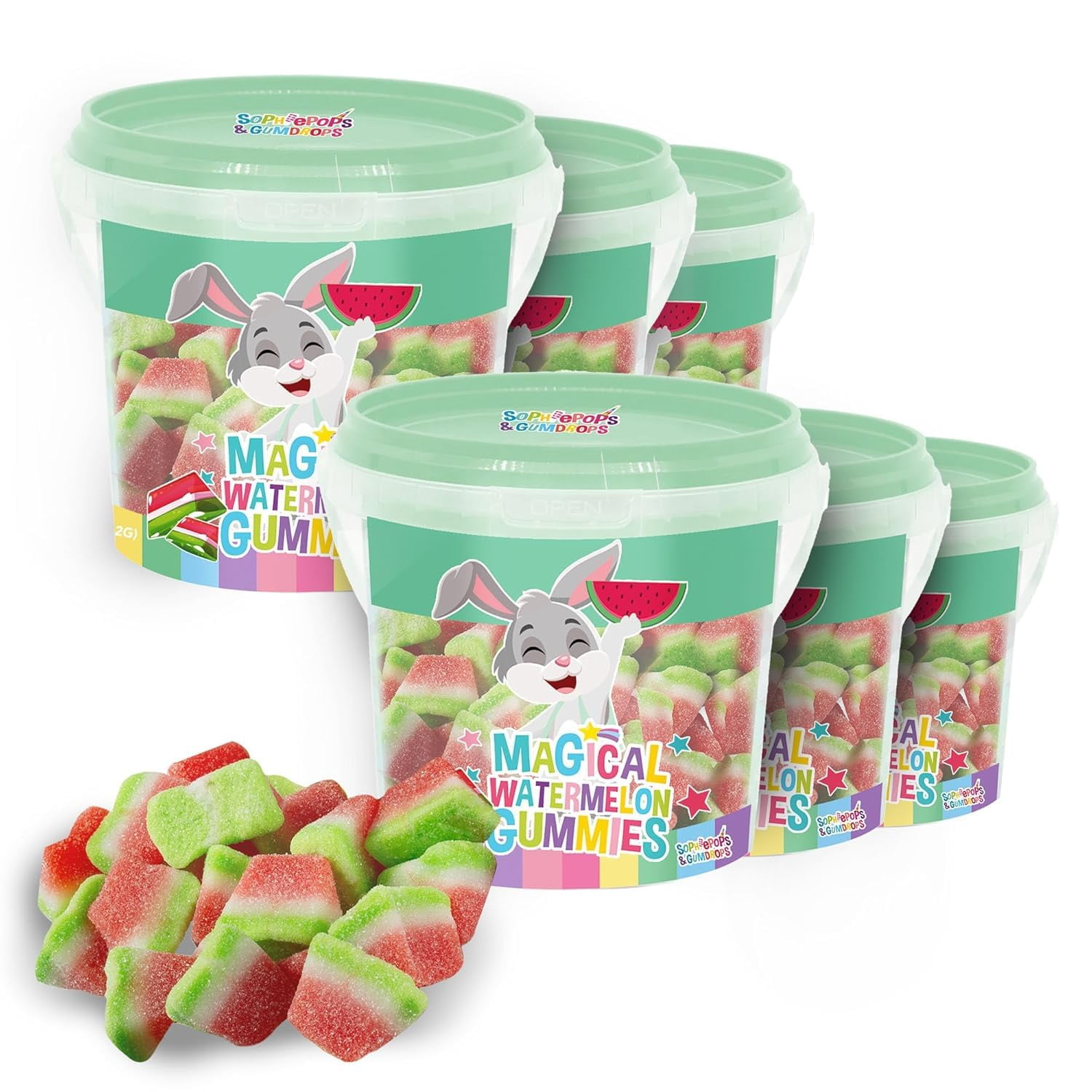 Sophiepops & Gumdrops Watermelon AKF18 Candy Gummies Bucket, Bulk Candy ...