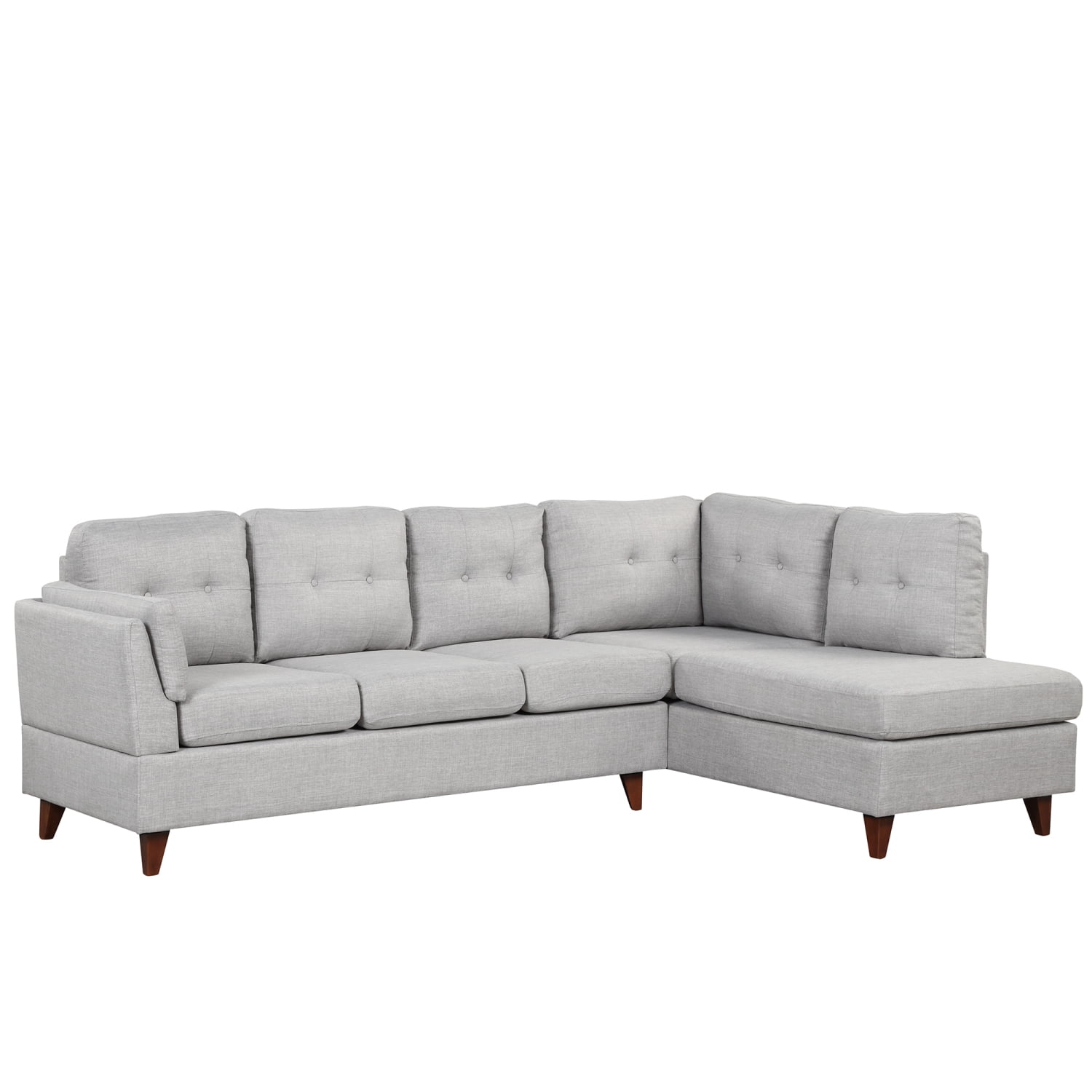 Sophisticated 97.2-inch Gray L-Shape Linen Sofa - Sectional Couch with ...