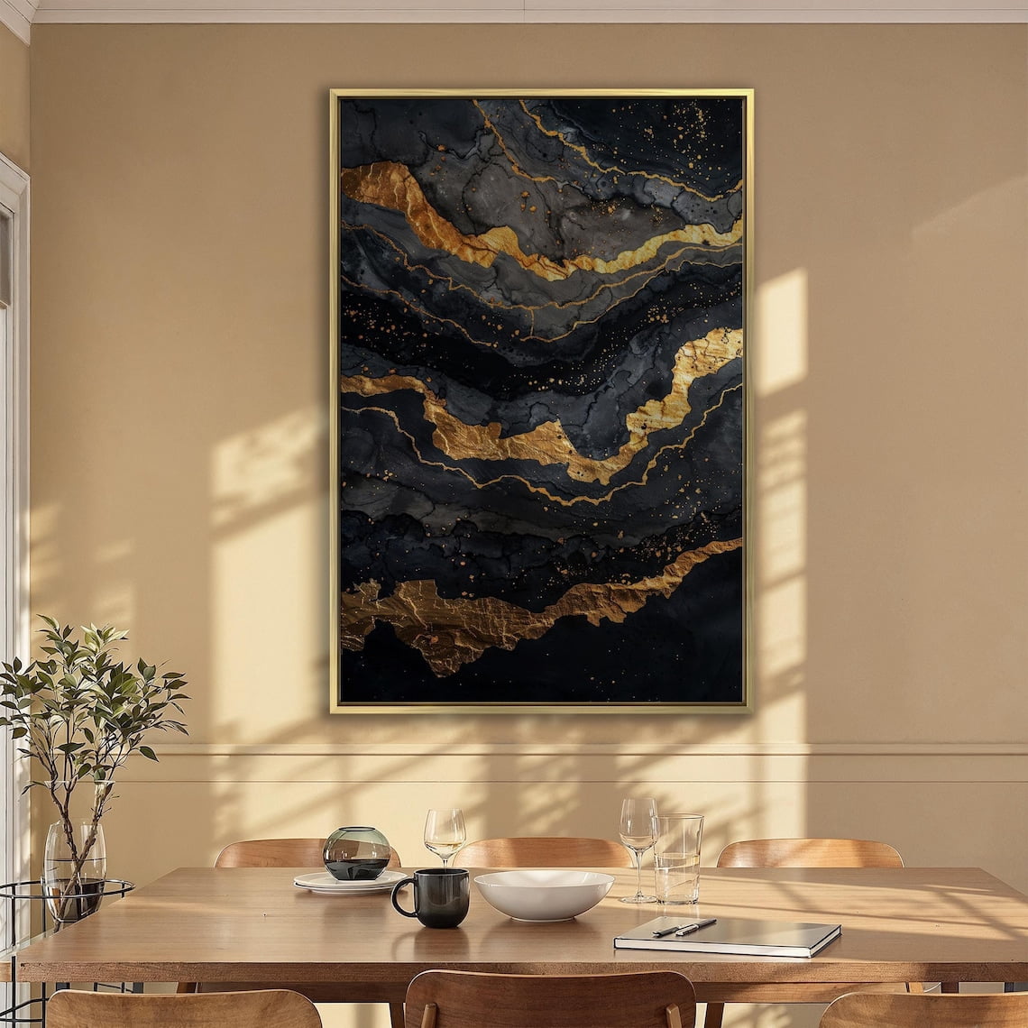 Sophisticated Abstract Wall Art Luxury Black and Gold Print Golden ...