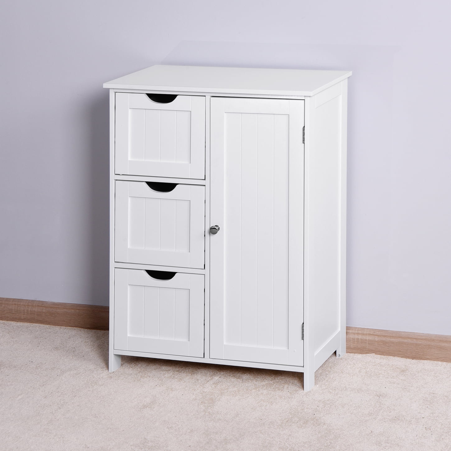 Sophisticated Bathroom Storage Cabinet in White, Sturdy MDF Design with ...