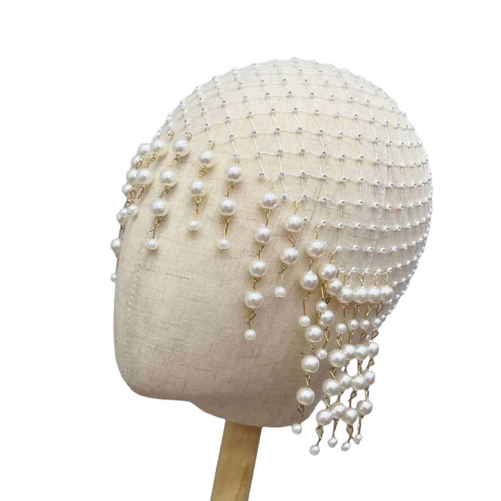 Sophisticated Faux Pearls Tassels Hairpiece Hat for Evening Event and ...