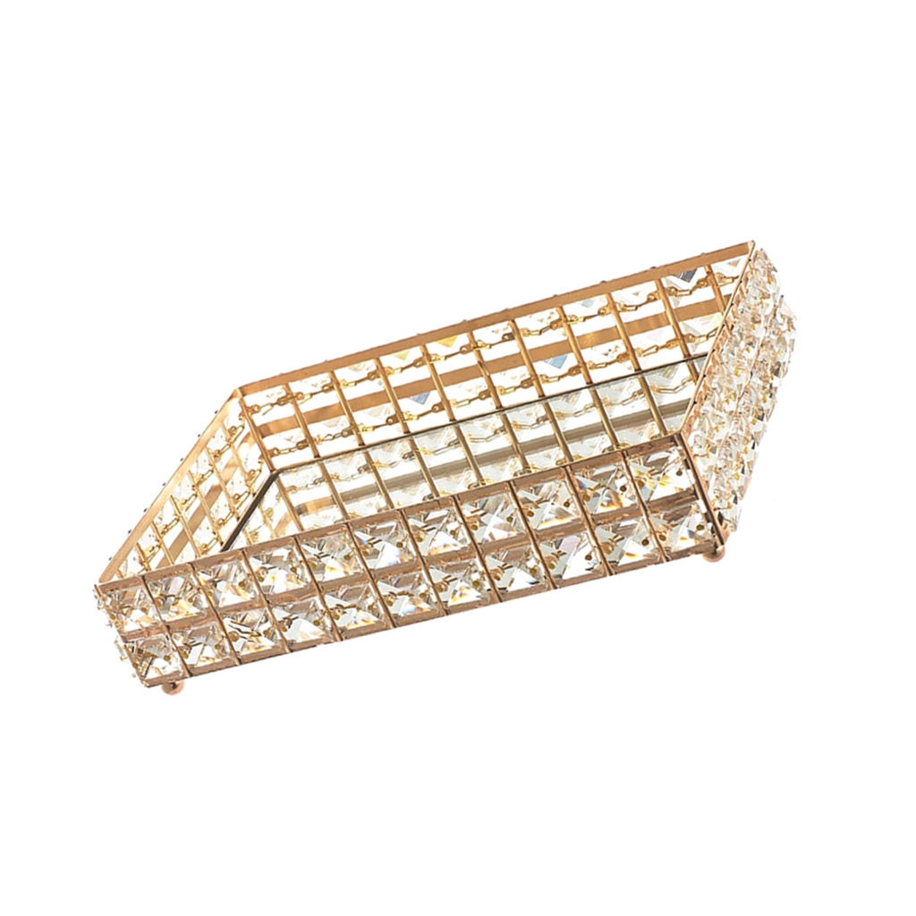 Sophisticated Gold Sturdy Metal Plastic Organizers Tray with Crystals ...