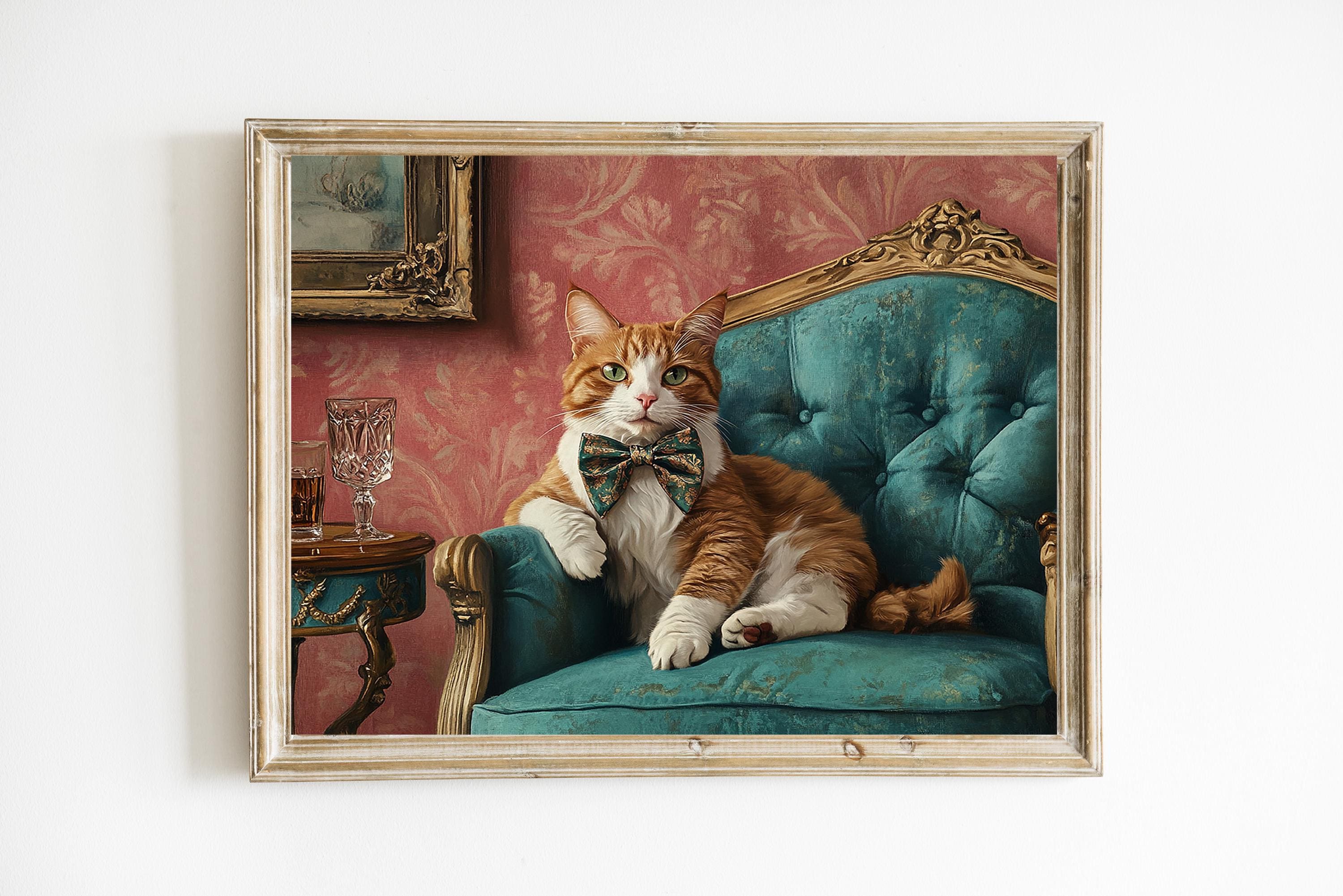 Sophisticated Orange Cat Art Whimsical Cat Art Cat Decor Poster Orange ...