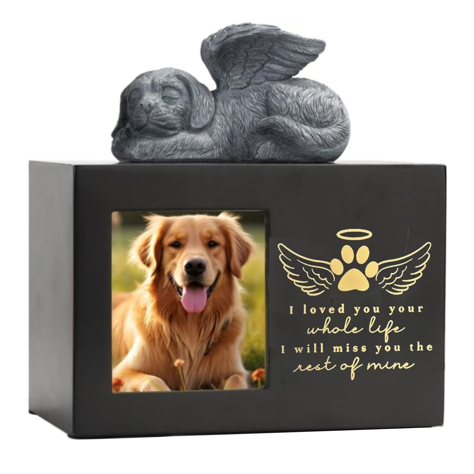 Sophisticated Pet Ashes Container With Photo Frame Pet Memorials Resins ...